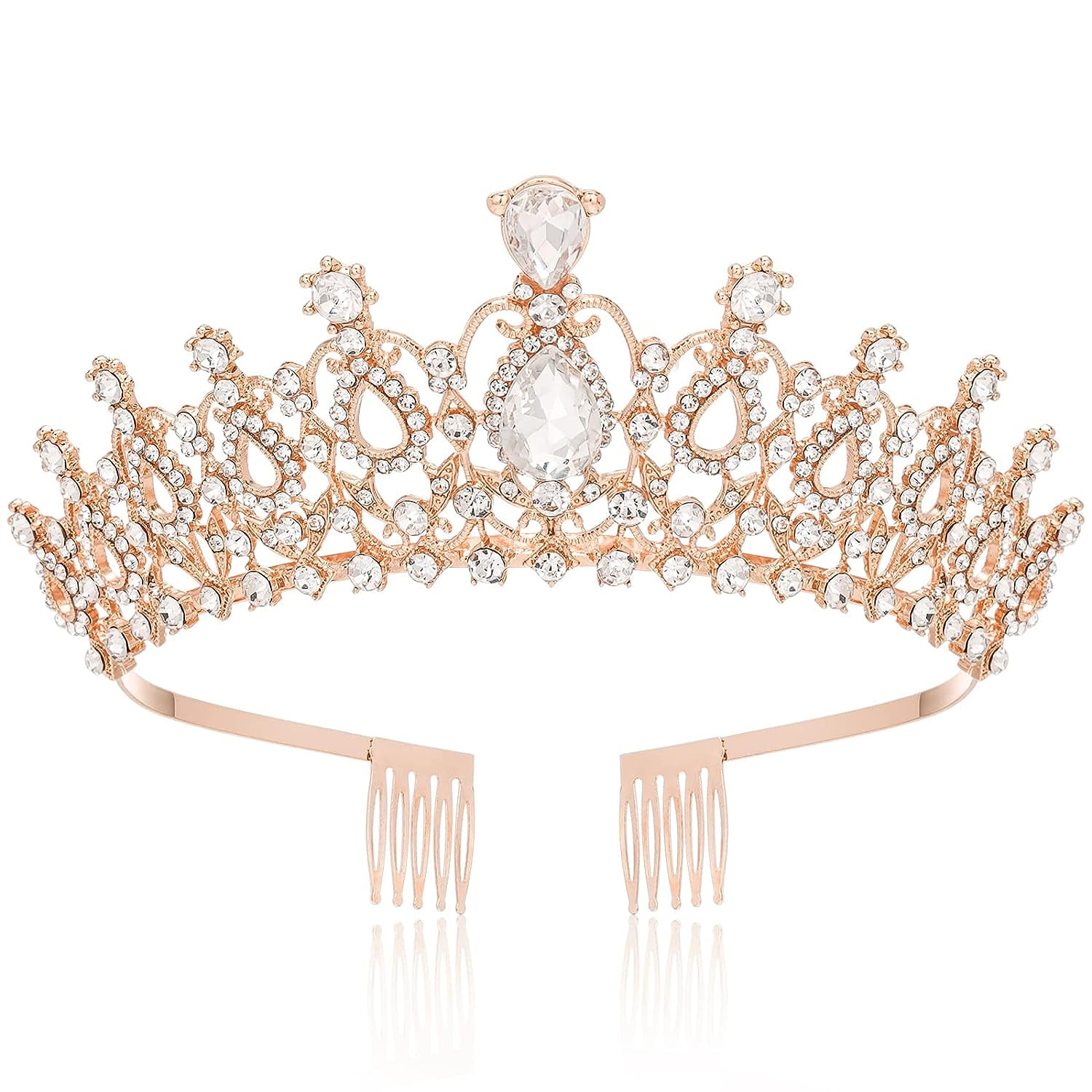 Rose Gold Tiaras and Crowns for Women Girls Crystal Princess Crown with ...