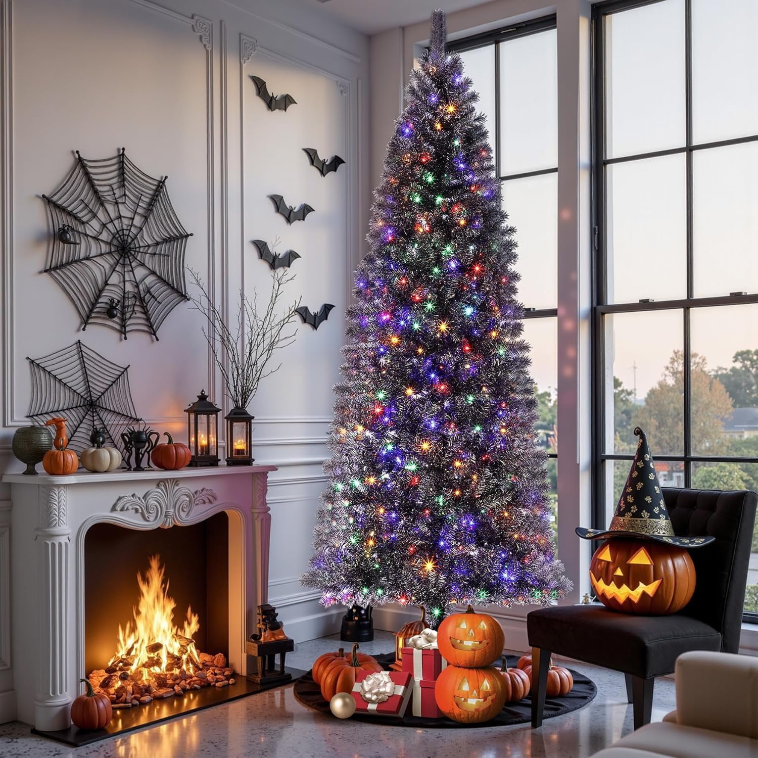 Rose Gold Tinsel Fake Christmas Tree, Prelit Artificial Christmas Tree ...