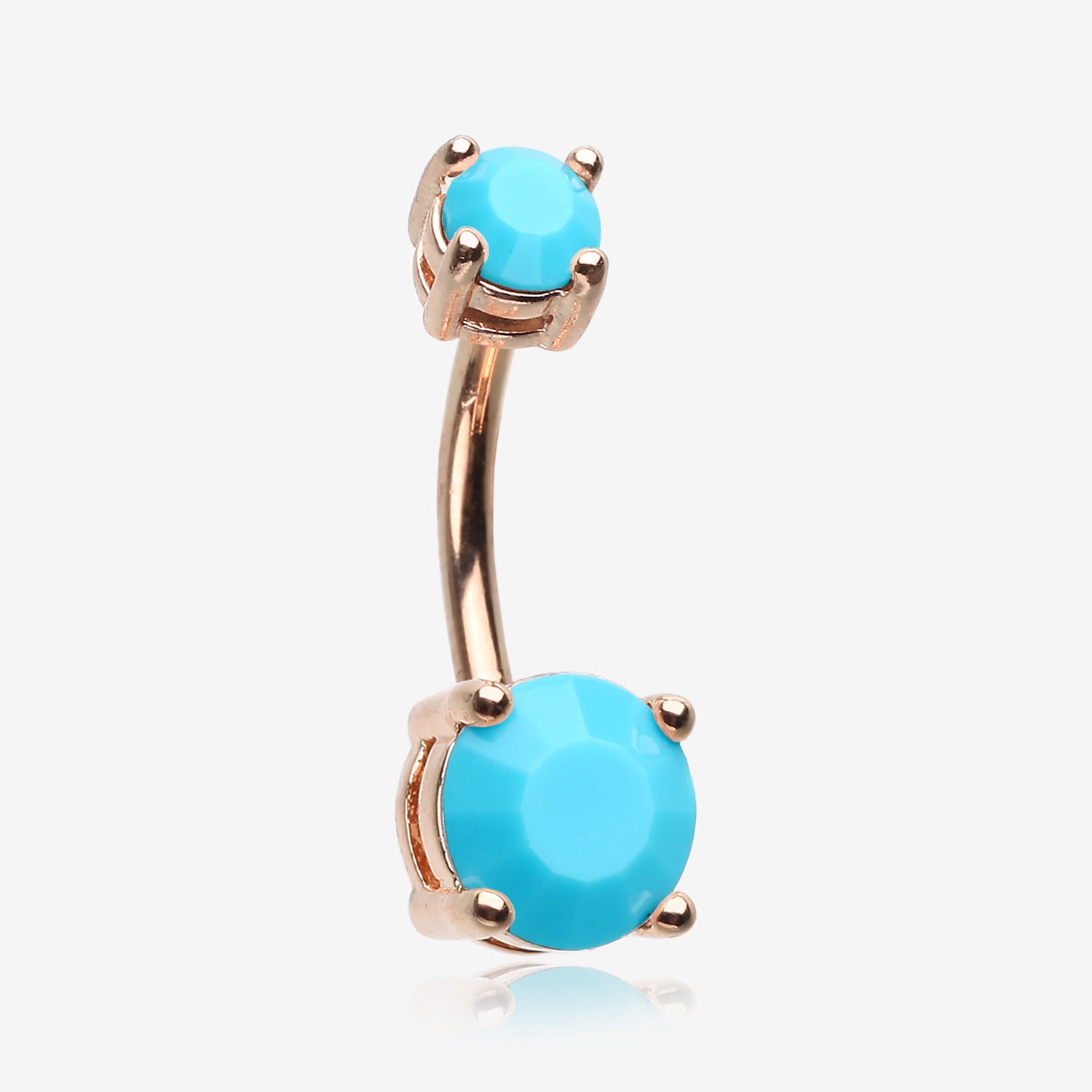 Rose Gold Turquoise Shine Prong Set Belly Button Ring-Turquoise ...