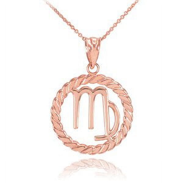 Rose Gold Virgo Zodiac Sign in Circle Rope Pendant Necklace : 14K ...