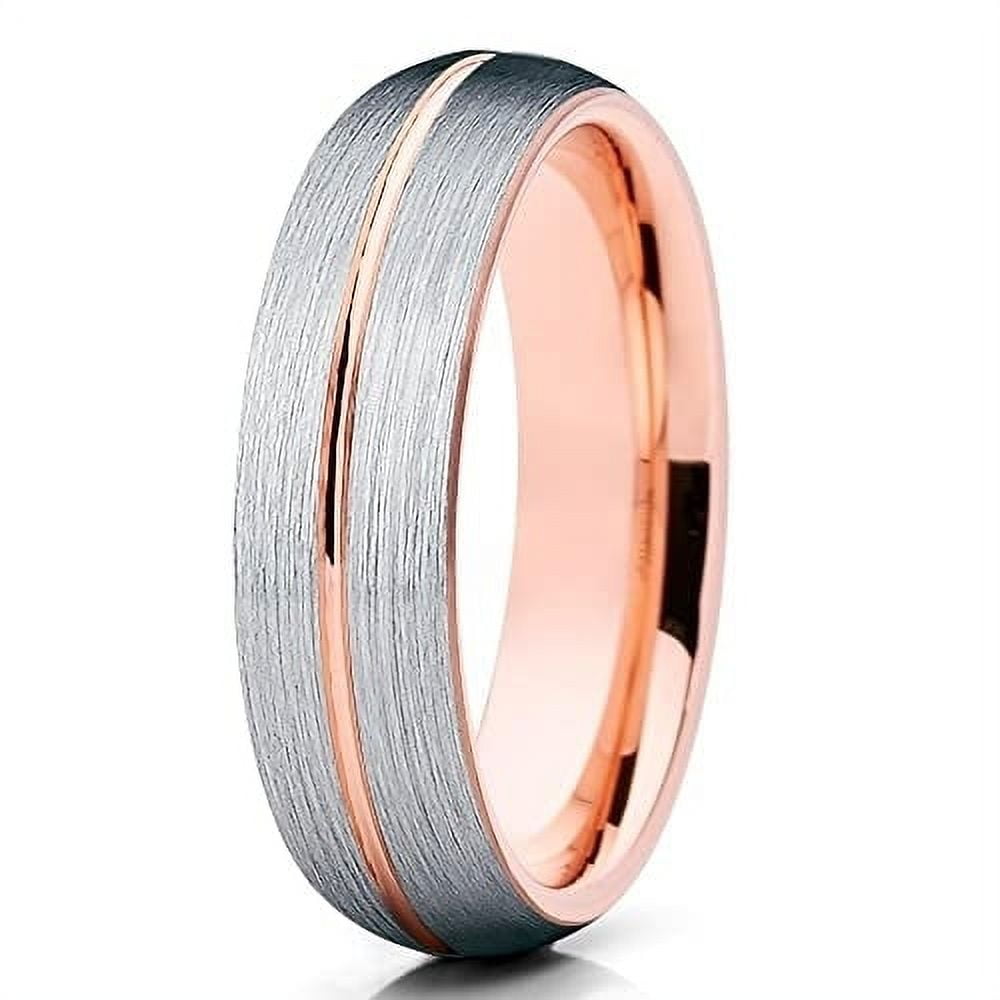 Rose Gold Wedding Ring,6mm Tungsten Wedding Ring,18k Rose Gold Wedding Ring,Tungsten Carbide ...