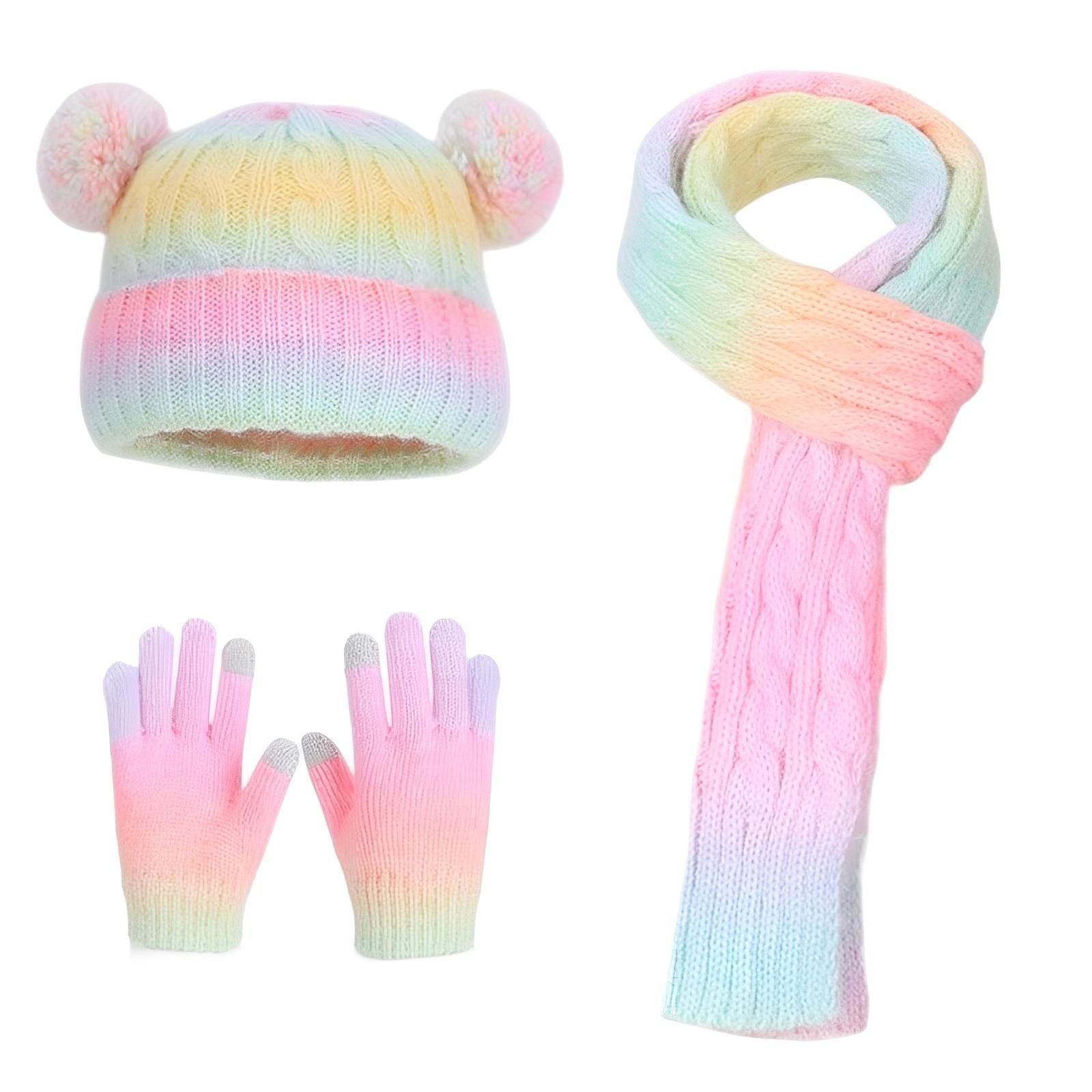 Rose Gold Winter Hat Scarf And Gloves Set For Children With Knit Neck ...