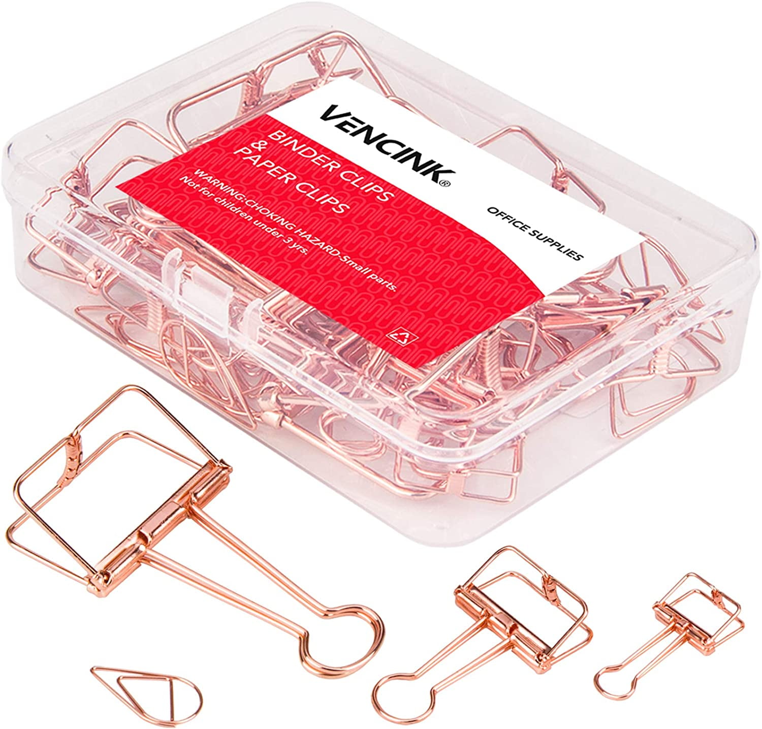 Rose Gold Wire Binder Clips and Cute Paper Clips Set Assorted Sizes, 2 ...