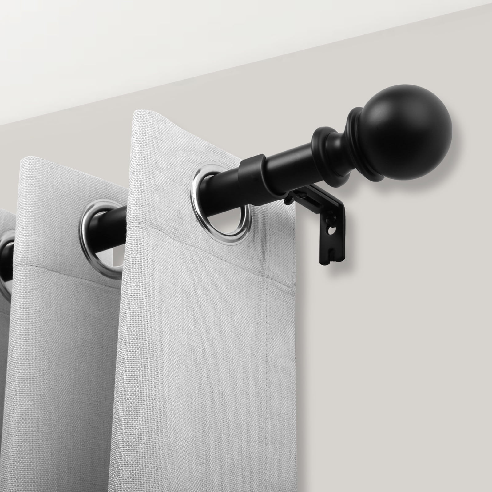 1" Adjustable Curtain Rod,16"-28" Heavy Duty Black Curtain Rod with ...