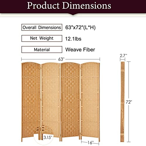 Rose Home Fashion Room Divider Privacy Screen 15.7" Room Dividers and ...