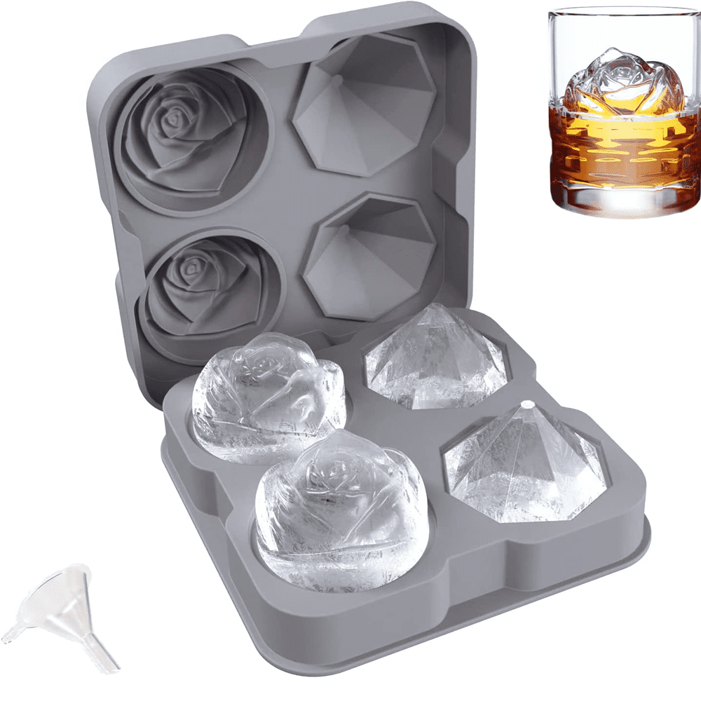 Rose Ice & Diamond Ice Ball ,For Chilling Cocktails, Whiskey, Bourbon ...