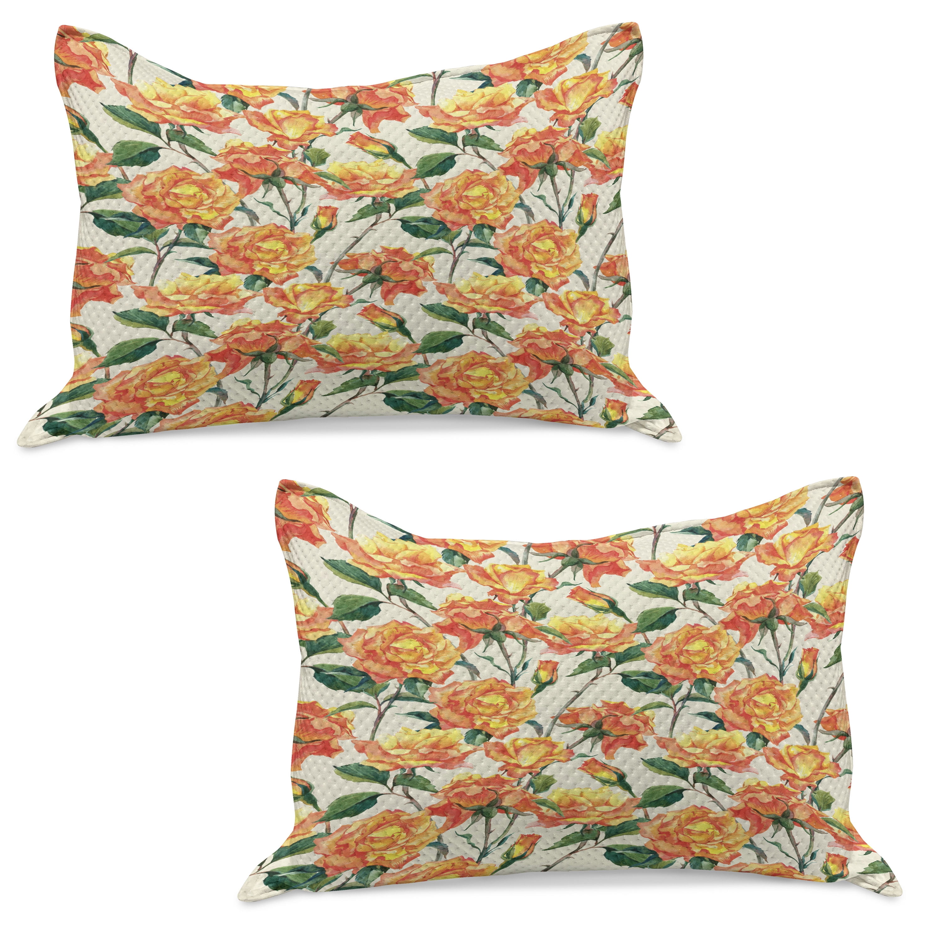 Rose Knitted Quilt Pillowcover Set of 2, Old Style Rose Bouqet with ...