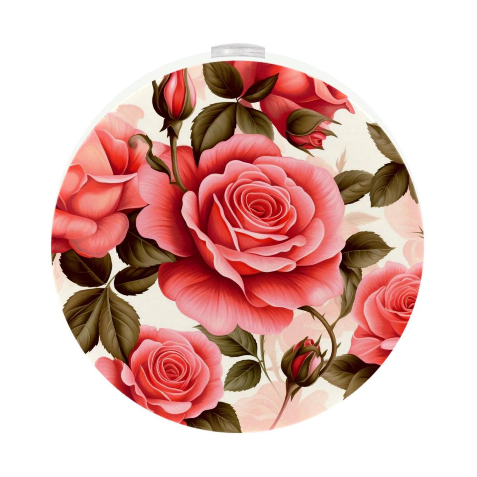 Rose LED Round Night Light-2PCS, Dimmable Plug-in Wall Lamp with Dusk ...