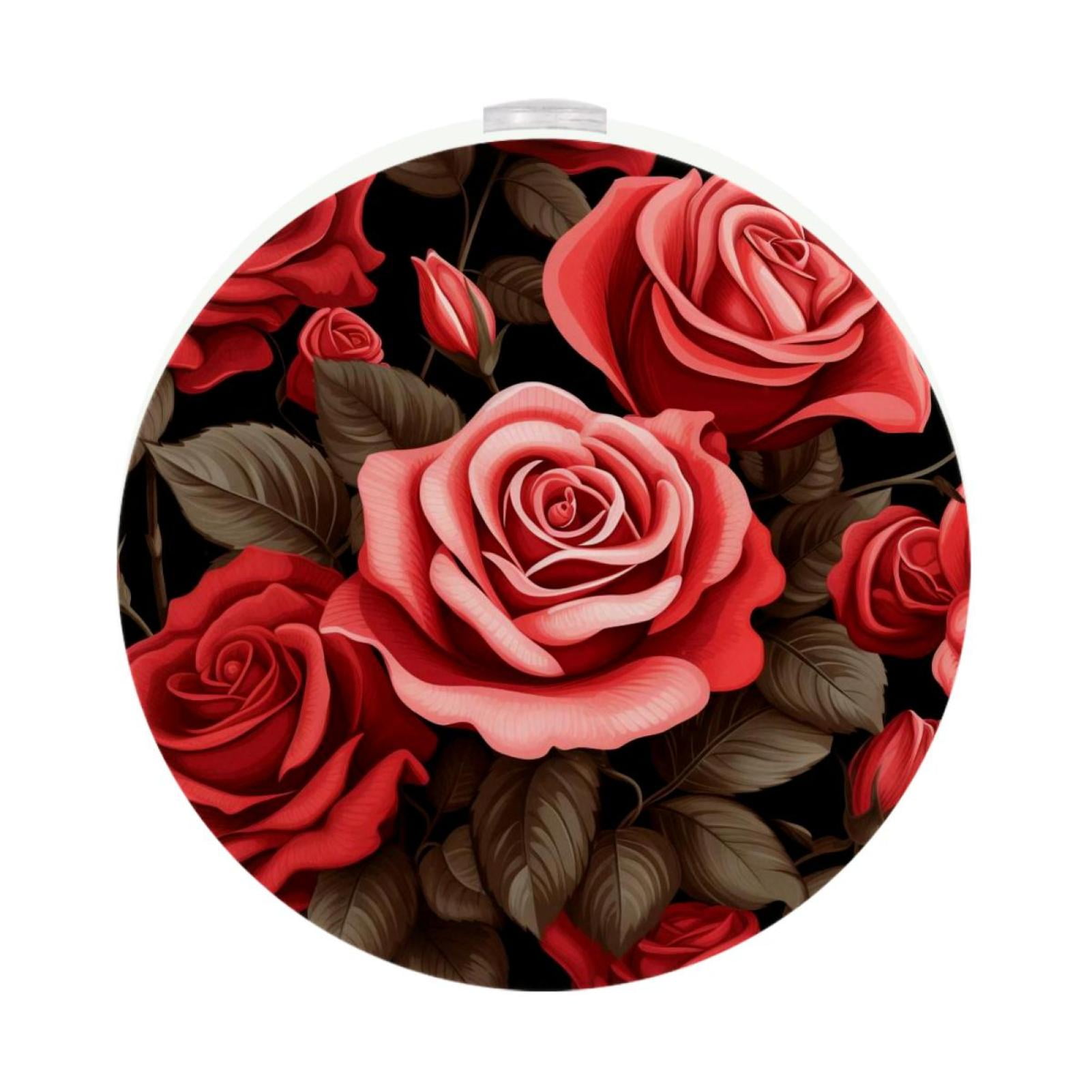 Rose LED Round Night Light-2PCS, Energy-Efficient Plug-in Ambient Lamp ...