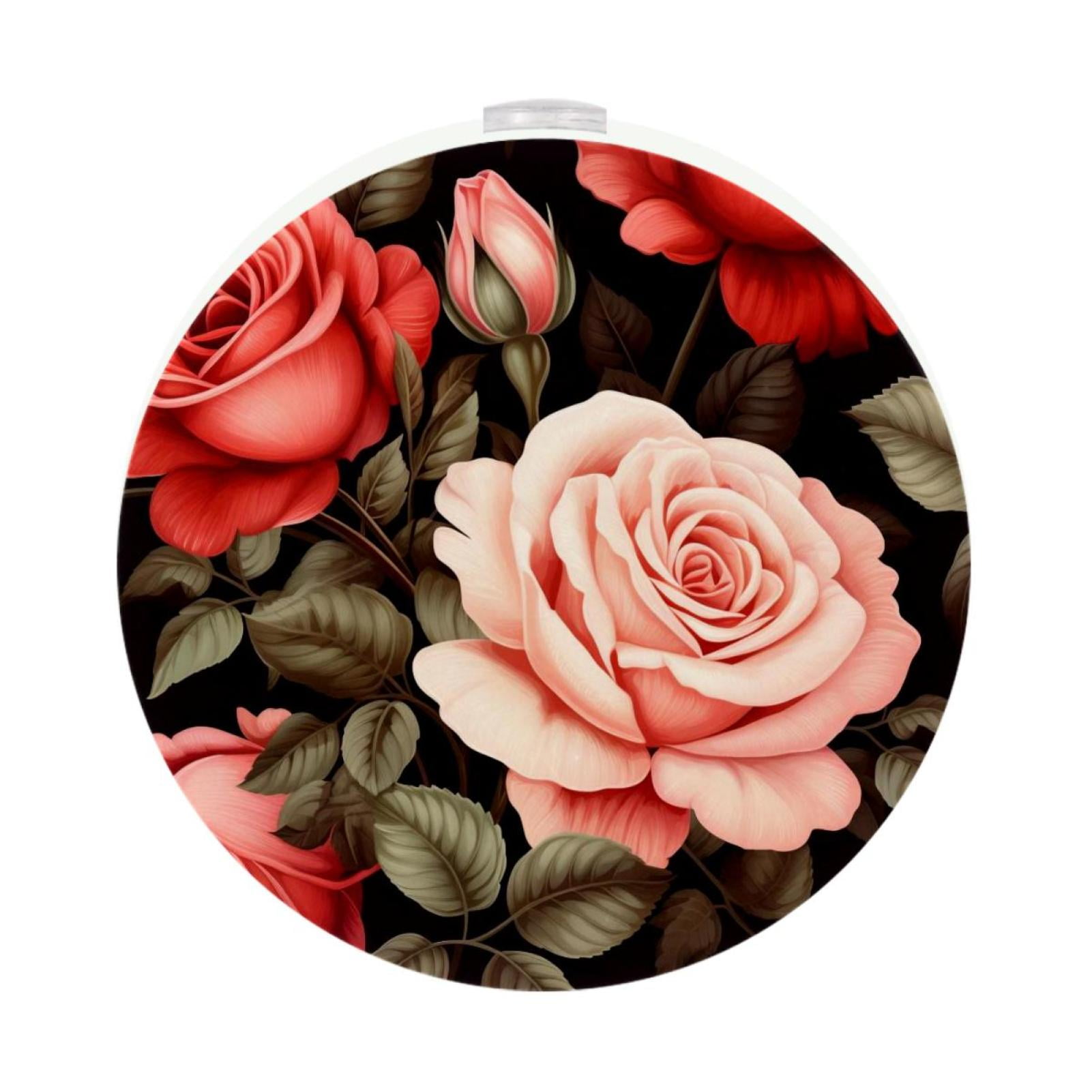 Rose LED Round Night Light 2PCS - Motion Sensor Activated Soft Glow ...