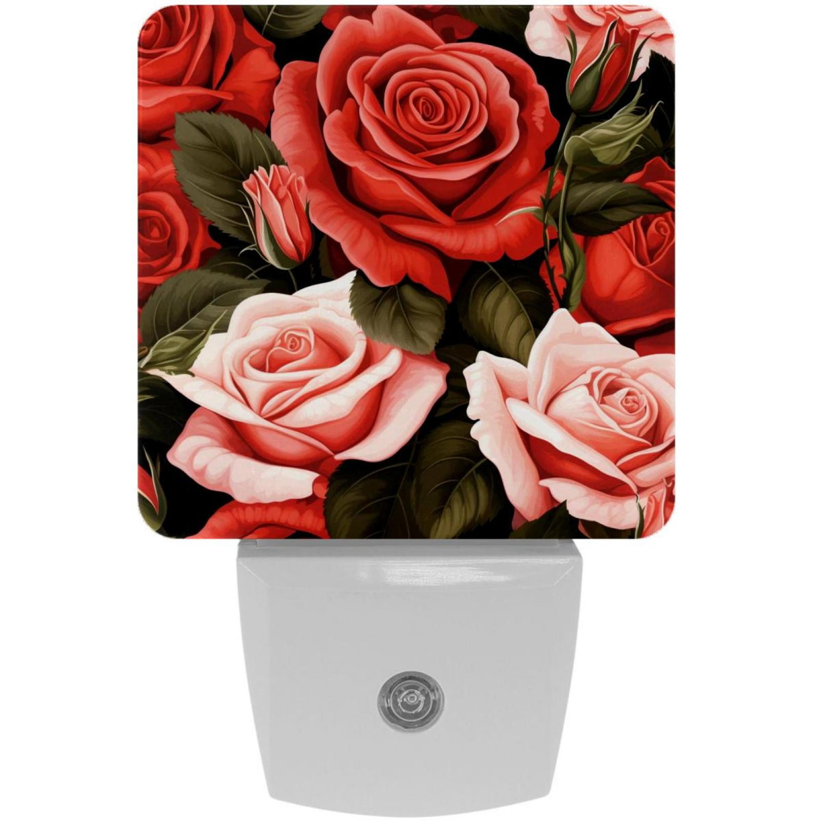Rose LED Square Night Lights - Portable and Stylish for Bedroom and ...