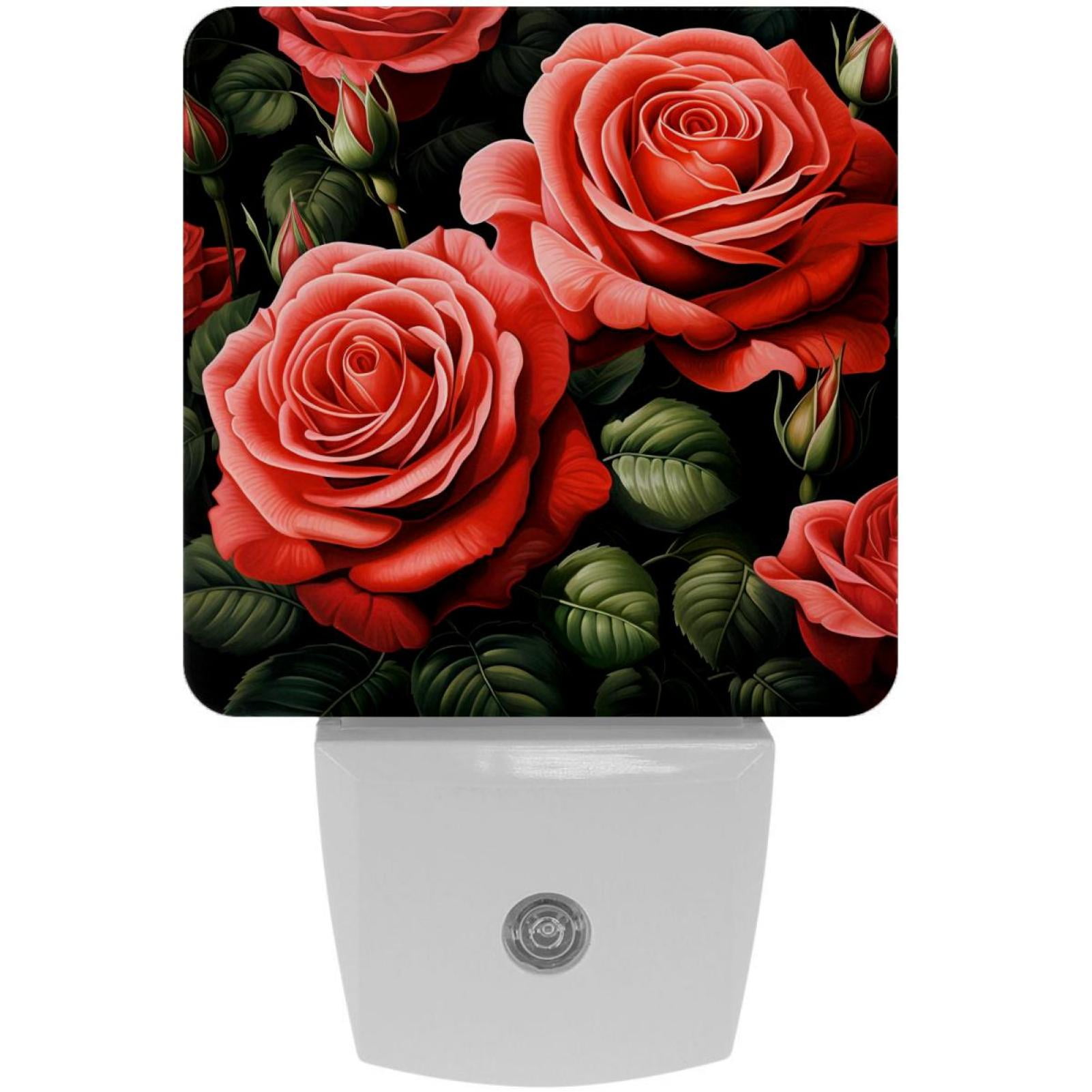 Rose LED Square Night Lights for Bedroom and Living Room, Decorative ...