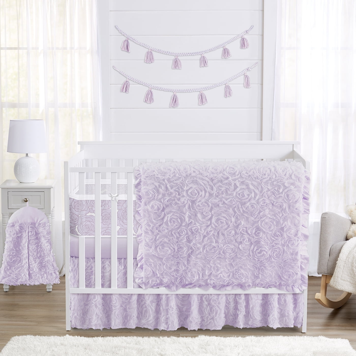 Sweet Jojo Designs Rose Purple Crib Bedding + BreathableBaby Breathable ...
