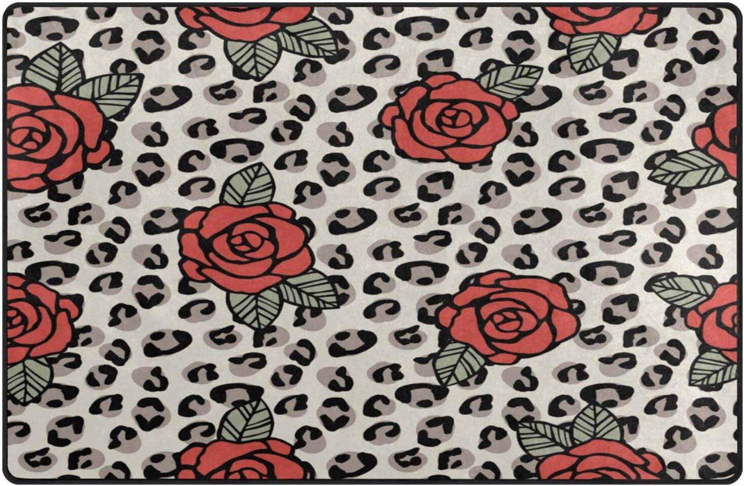 Rose Leopard Area Rugs Colorful Large Non-Slip Floor Matative Carpets ...
