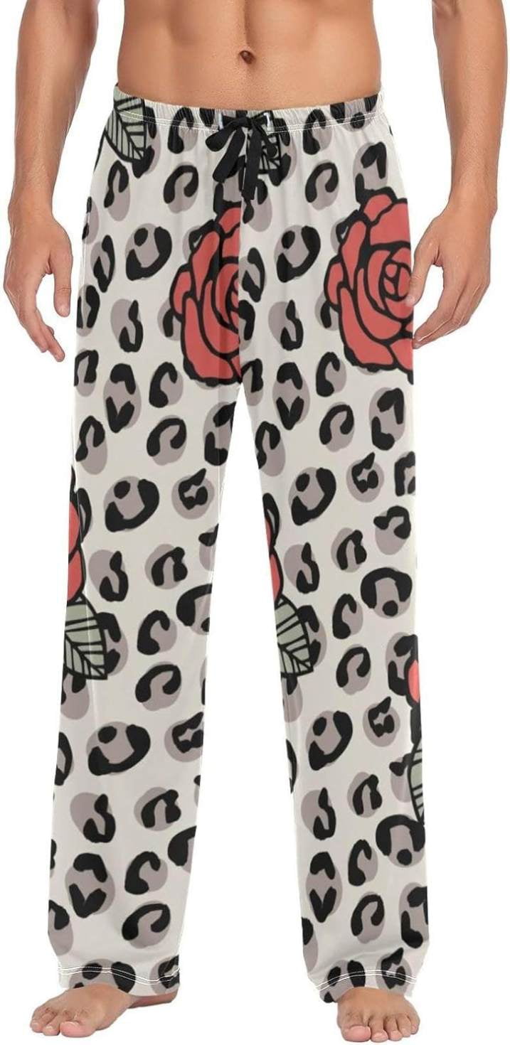 Rose Leopard Ghost Pajama Pants, Men's Lounge Pants Light with ...