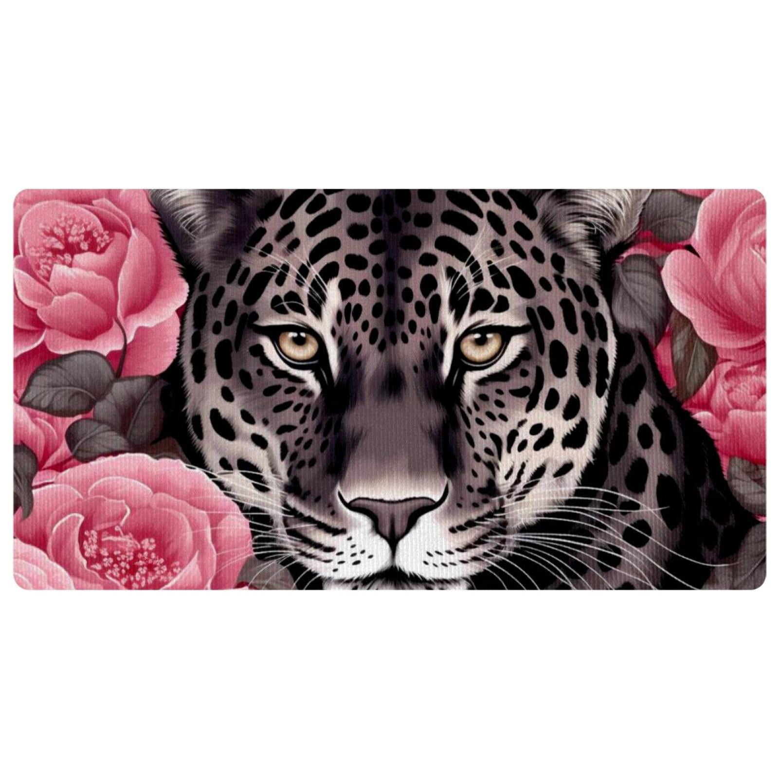 Rose Leopard Kitchen Mat,Cushioned Anti Fatigue Waterproof Kitchen Rug ...