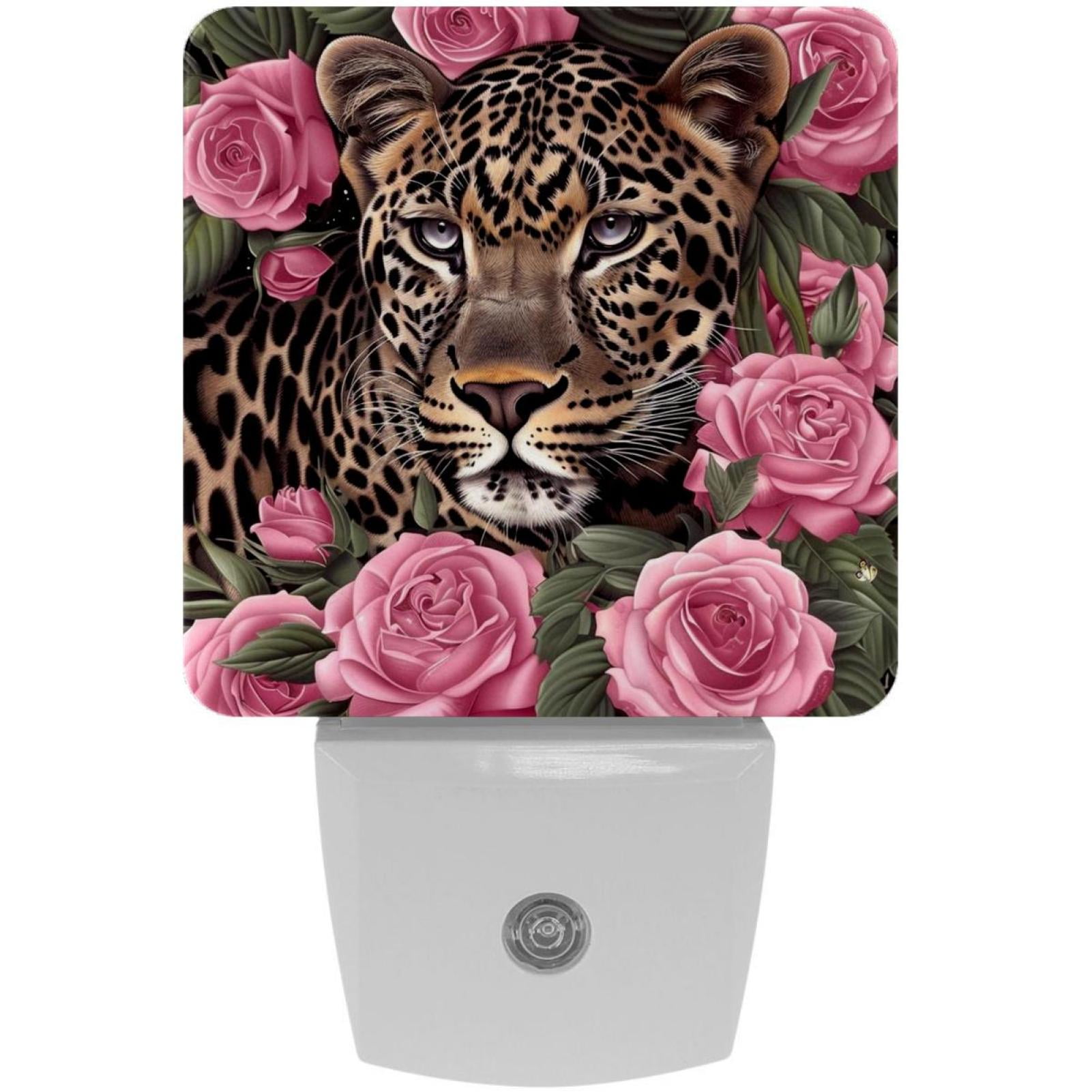 Rose Leopard LED Square Night Lights - Bedside Lighting Solution for a ...
