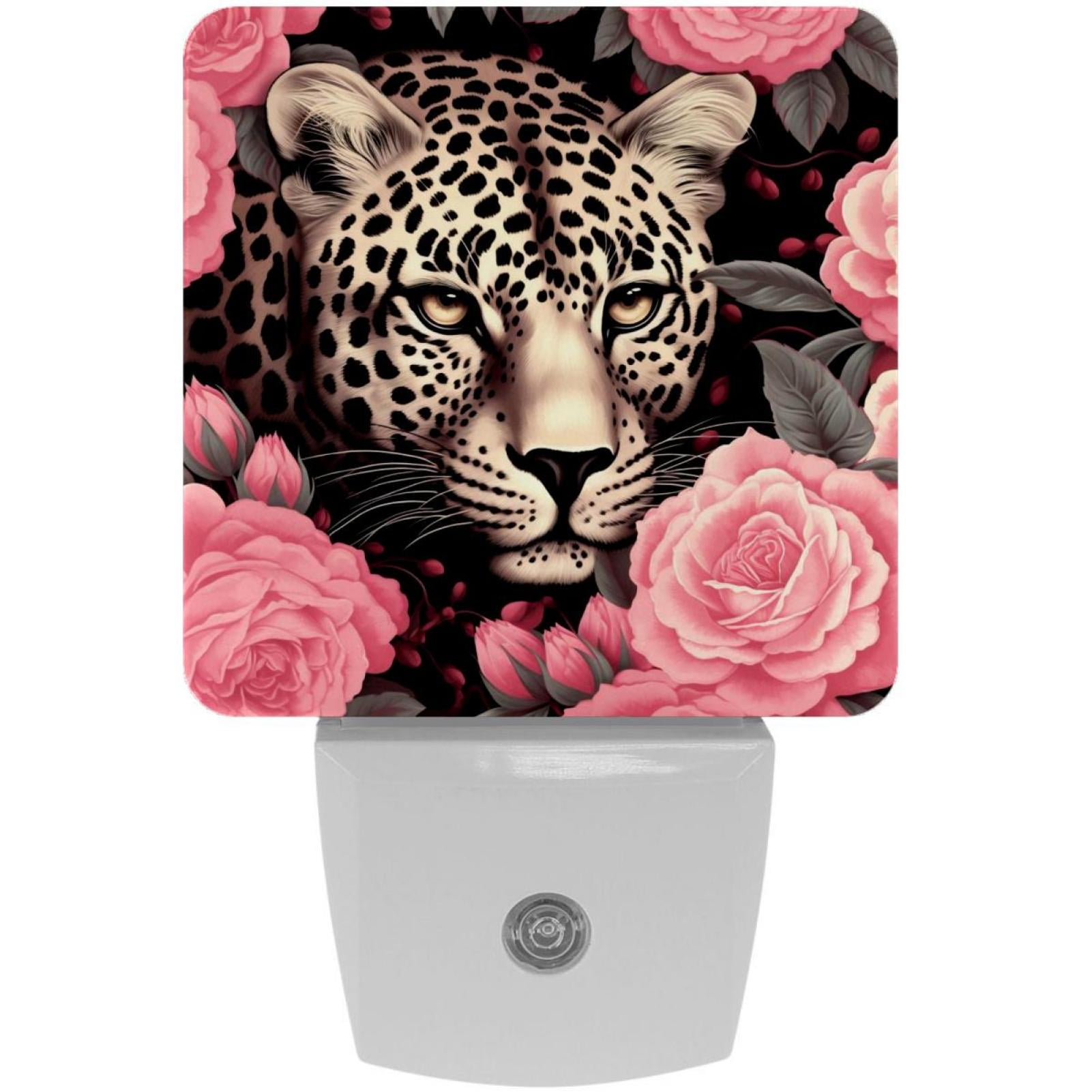 Rose Leopard LED Square Night Lights - Portable and Stylish for Bedroom ...