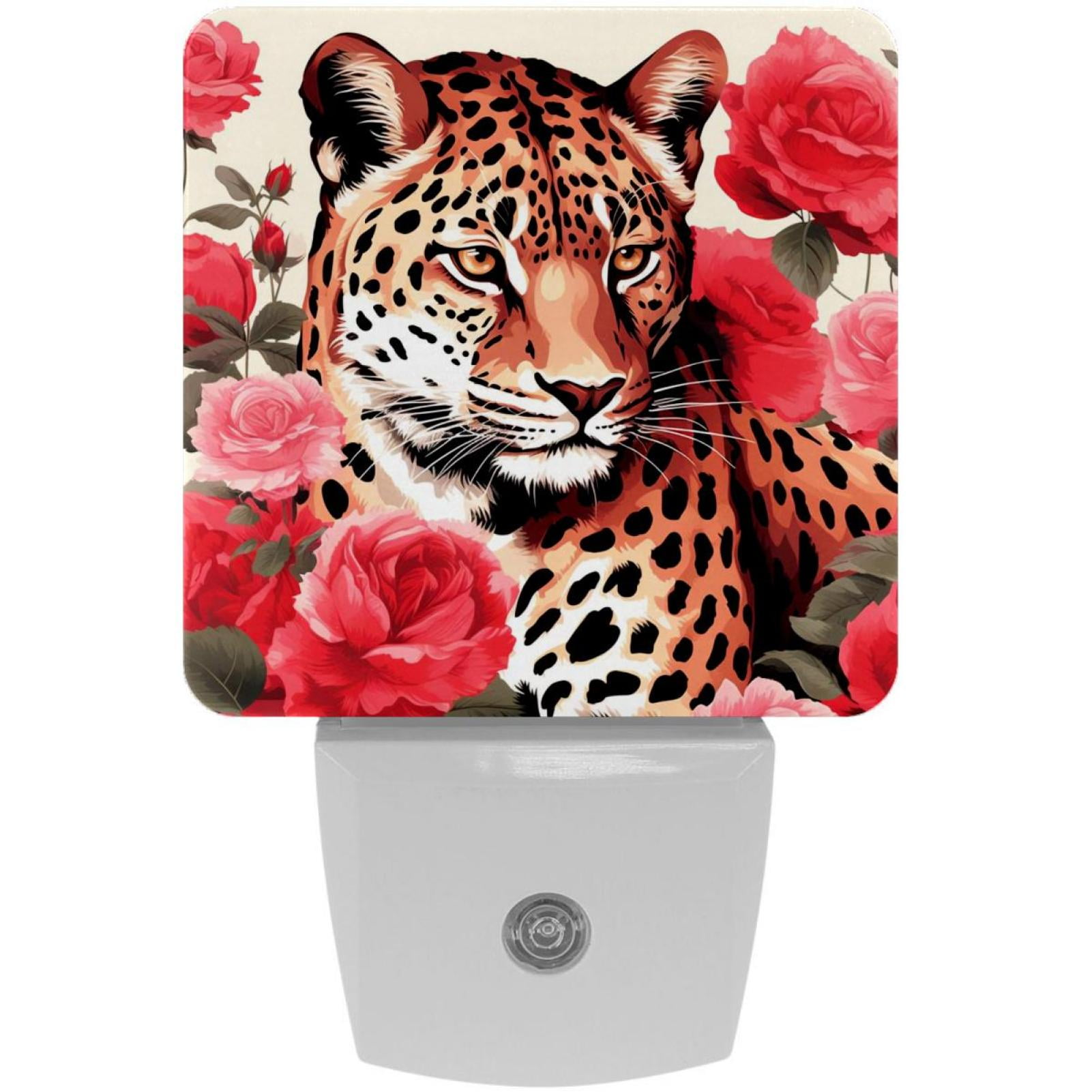 Rose Leopard LED Square Night Lights - Portable and Stylish for Bedroom ...