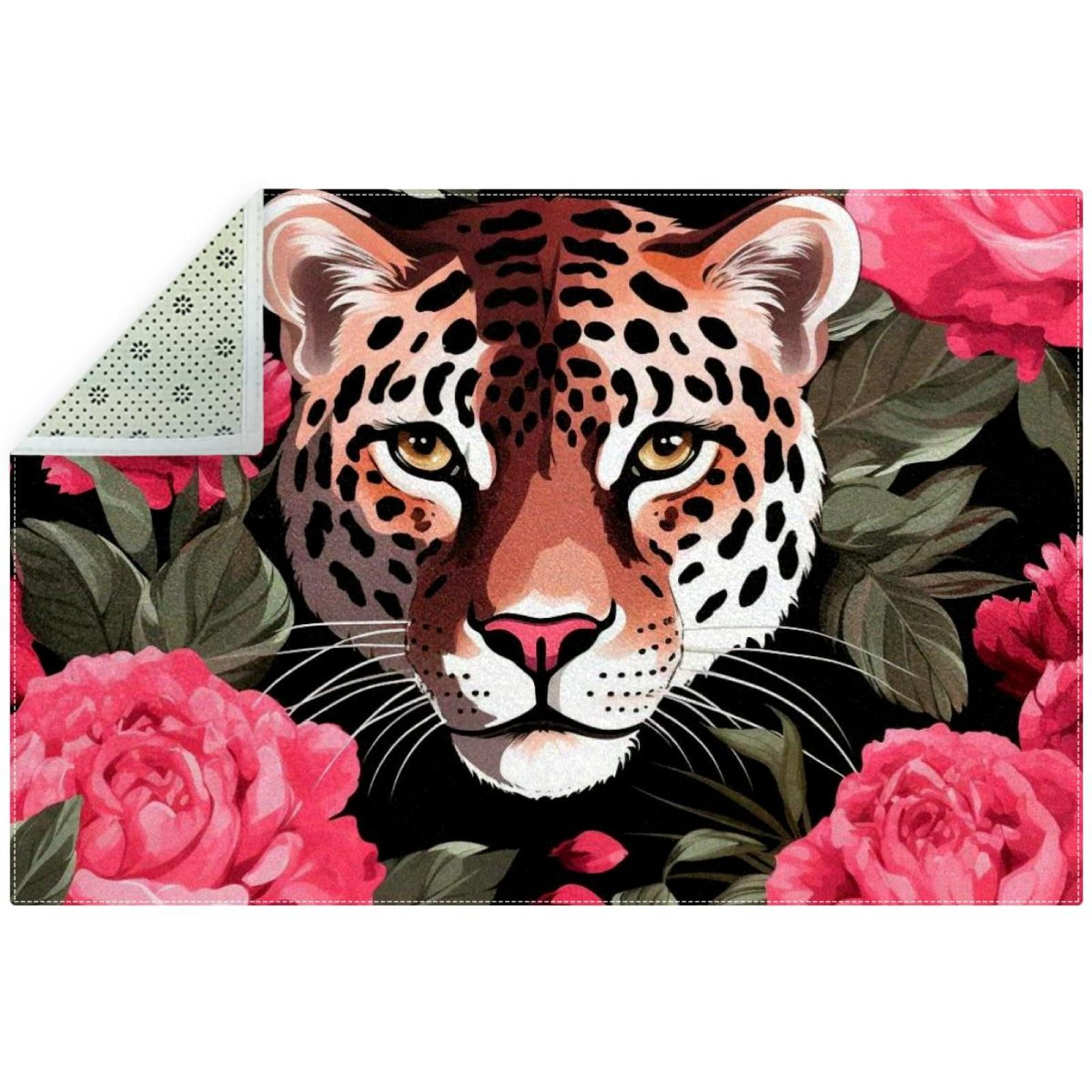 Rose Leopard Polyester Indoor Mat for Comfort and Style - Home or ...