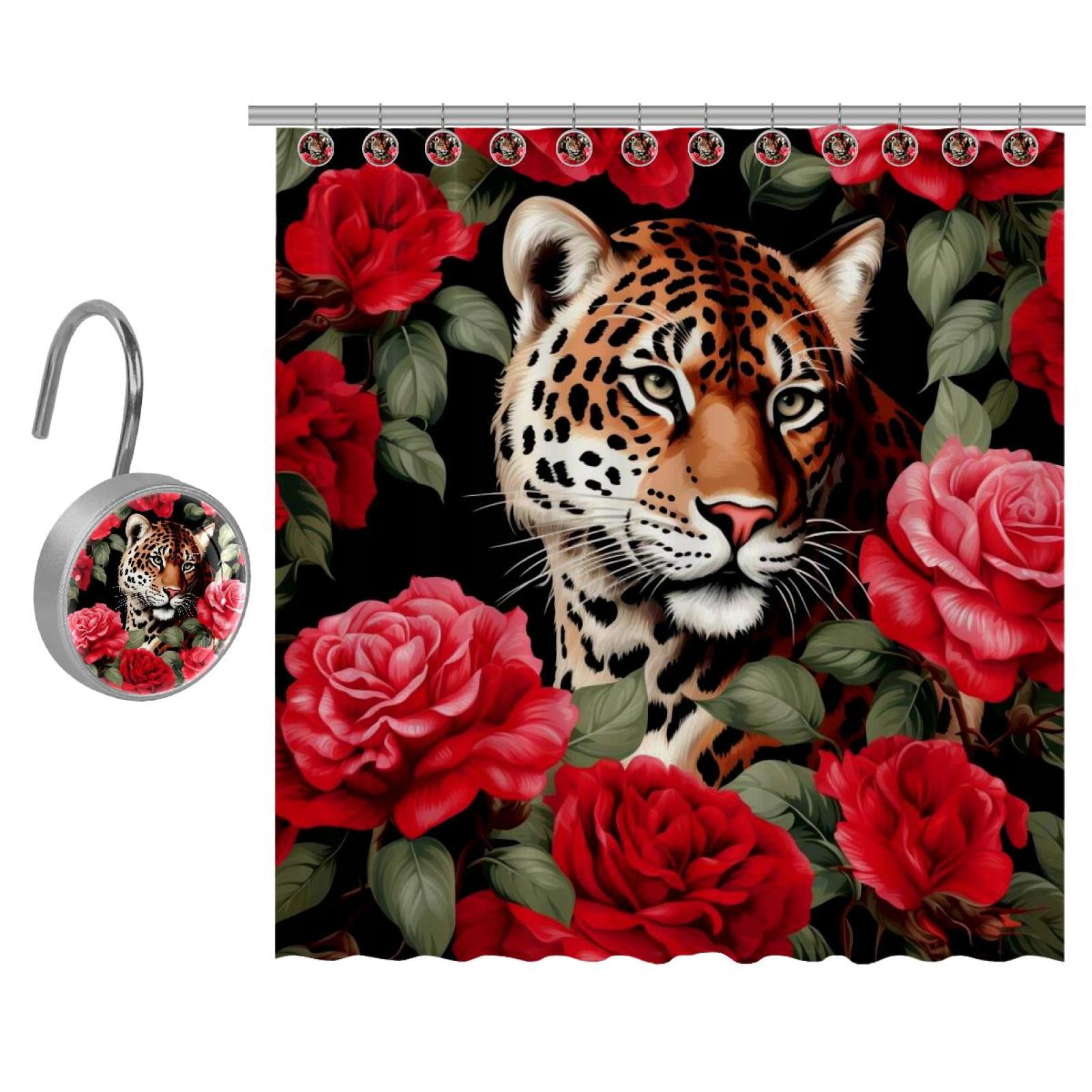 Rose Leopard Shower Curtain Set for Bathroom - Walmart.com