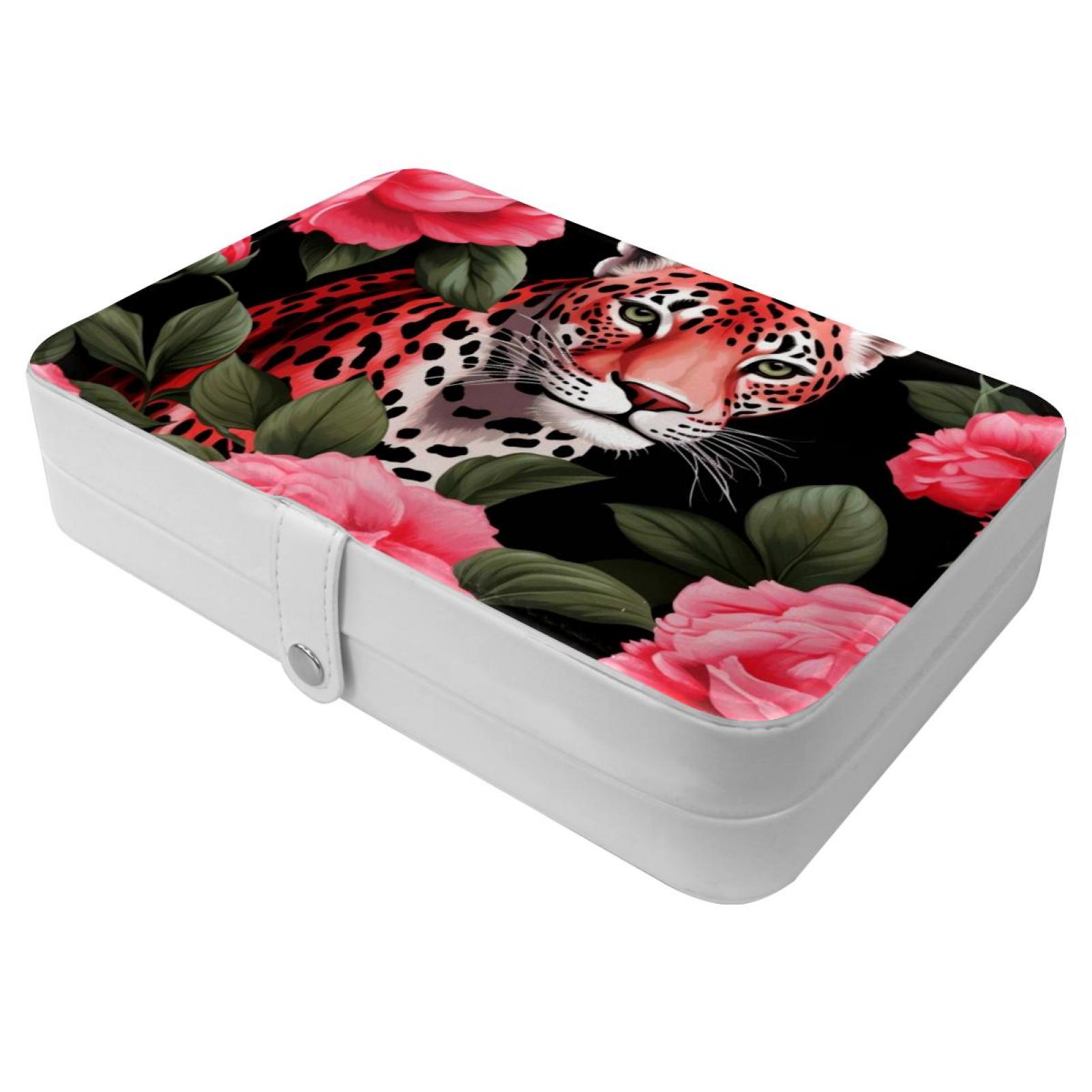Rose Leopard Travel Jewelry Box - Compact and Portable - Ideal Storage ...