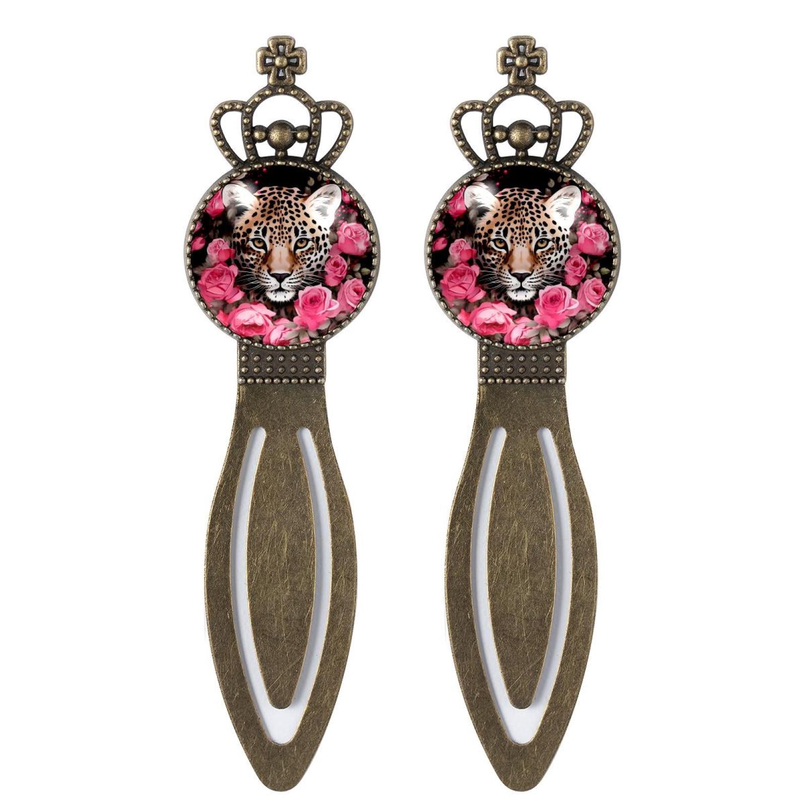 Rose Leopard Vintage Copper Crown-Shaped Bookmarks - Set of 2 Stainless ...