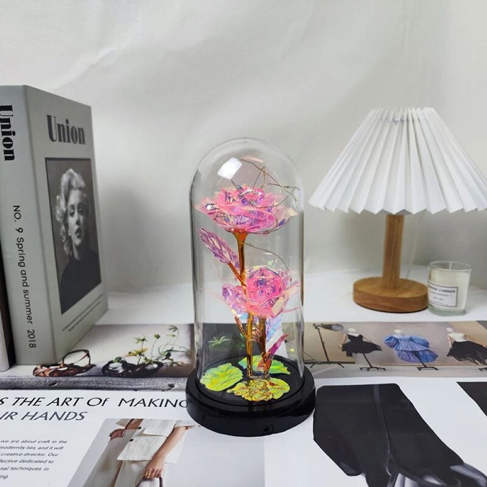 Rose Light Artificial Galaxy Rose Lamp with Butterfly LED Rose Flowers ...