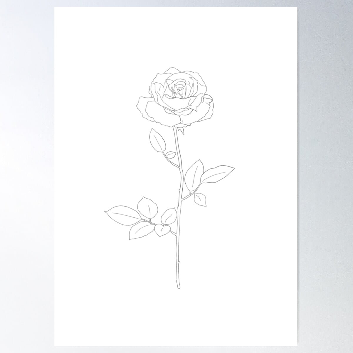 Rose Line Drawing Poster Wall Art, Modern Wall Decor For Living Room ...