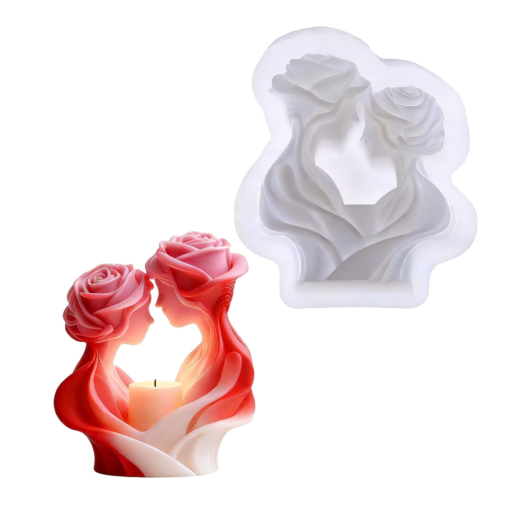 Rose Lover Shape Scented Candle Silicone Mold Heat Resistant Easy ...