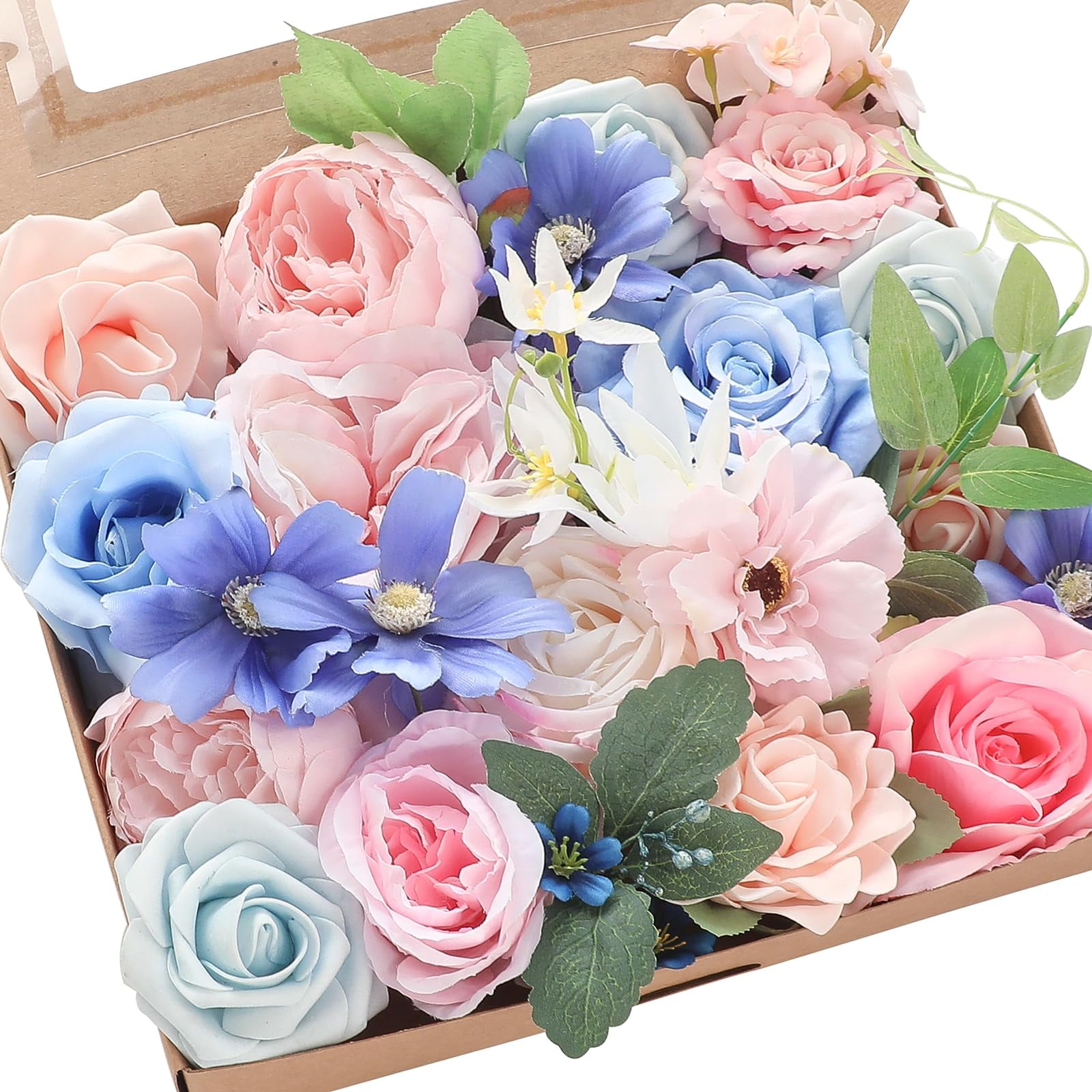Rose Mauve Artificial Flowers,Fake Roses Peony and Greenery Combo Box ...