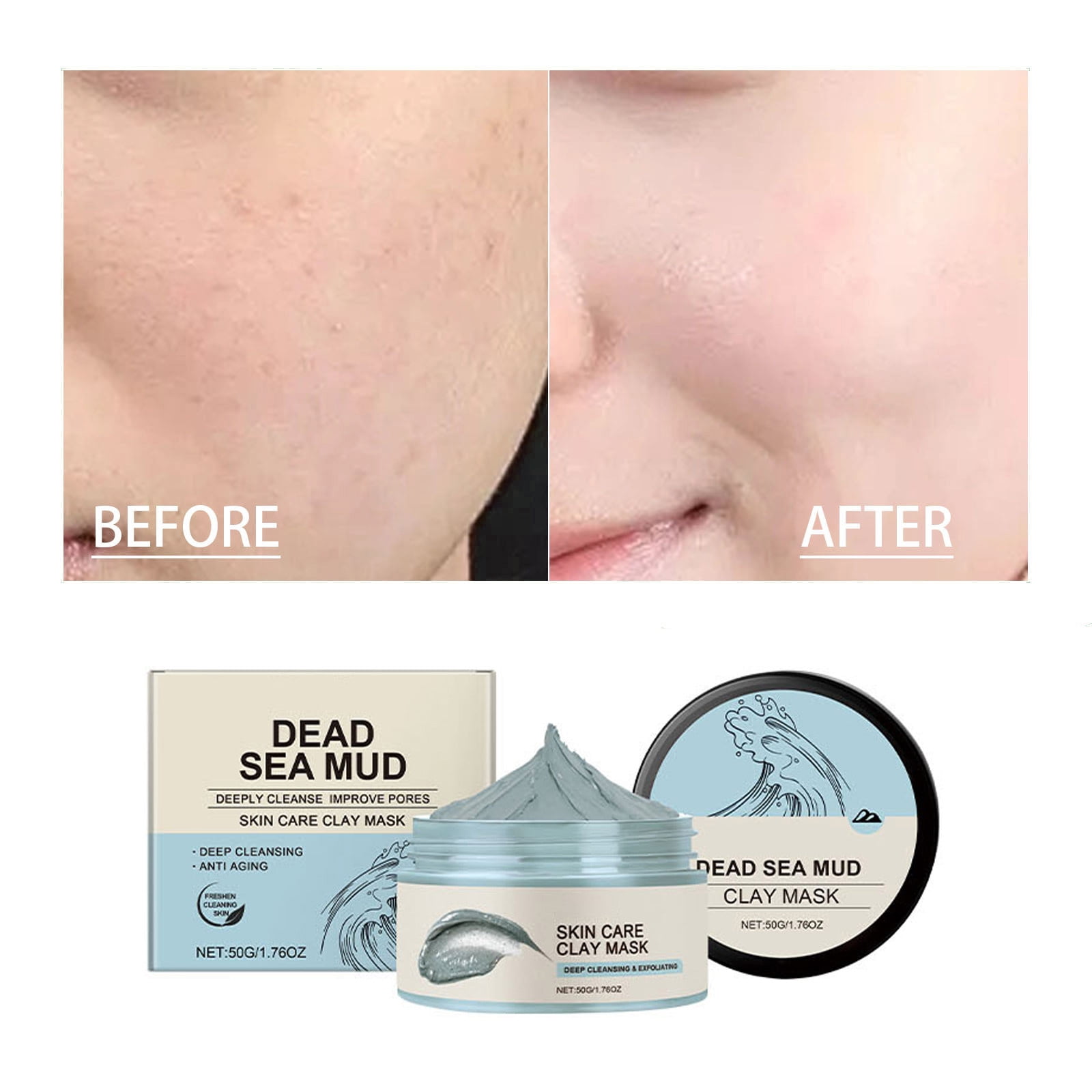 Rose Natural Clay Face Mask for Pore Minimizing & Deep Cleansing, 50g ...