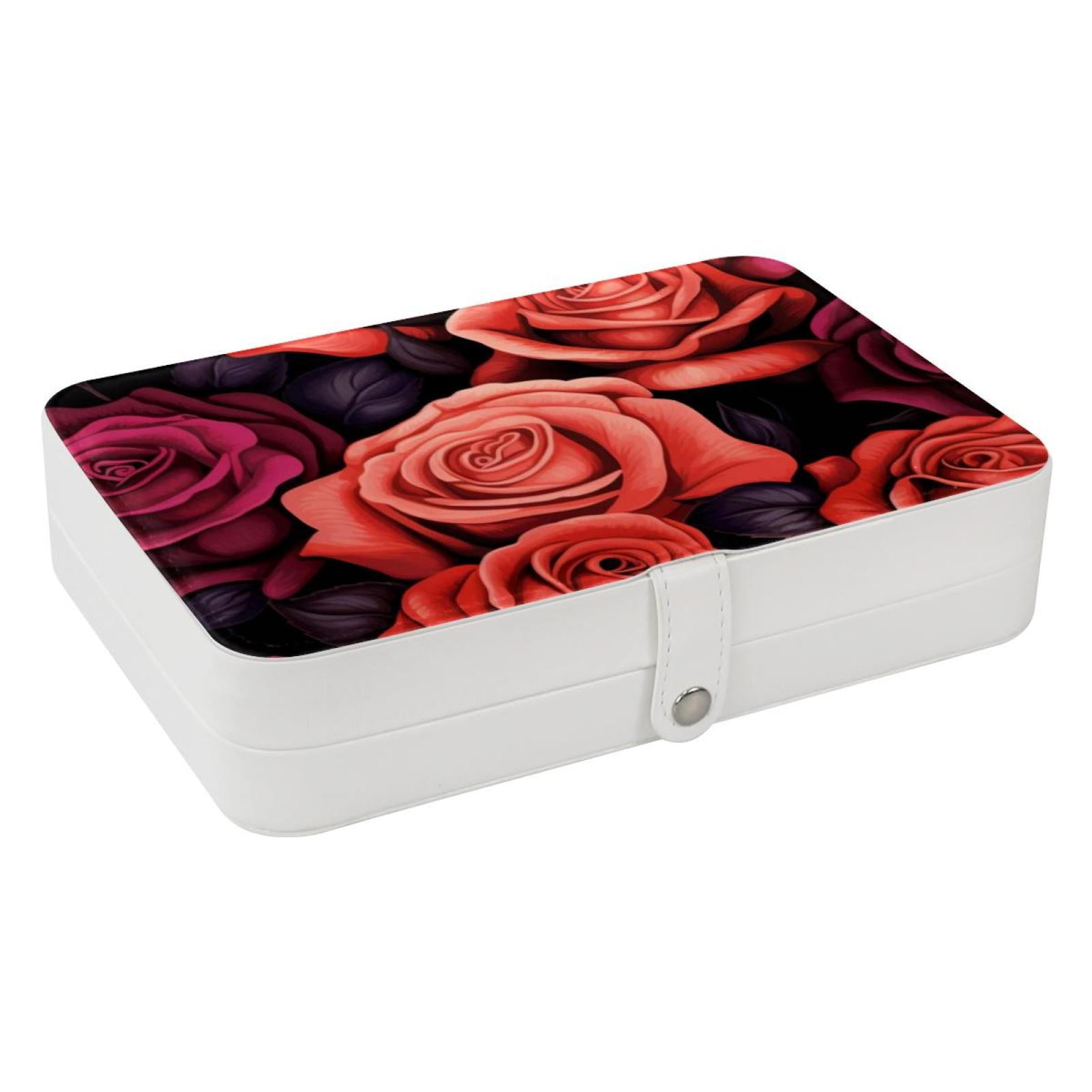 Rose PU Leather Jewelry Box with Removable Compartment and Necklace ...