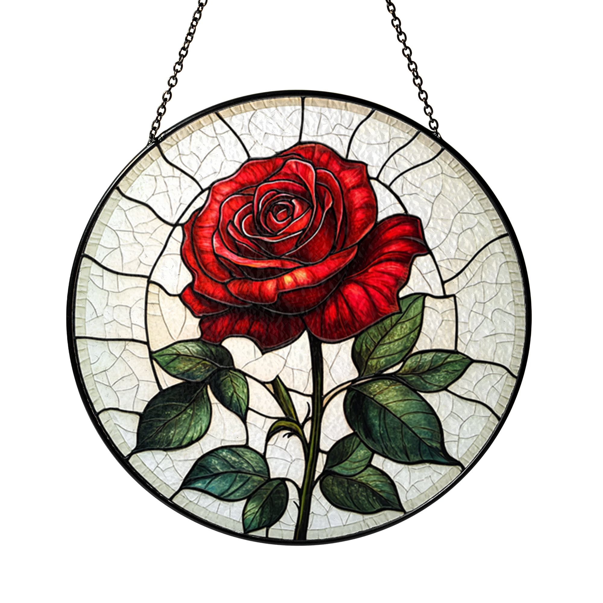 Rose Panel Stained Glass Pattern Design File, Floral Window Suncatcher ...
