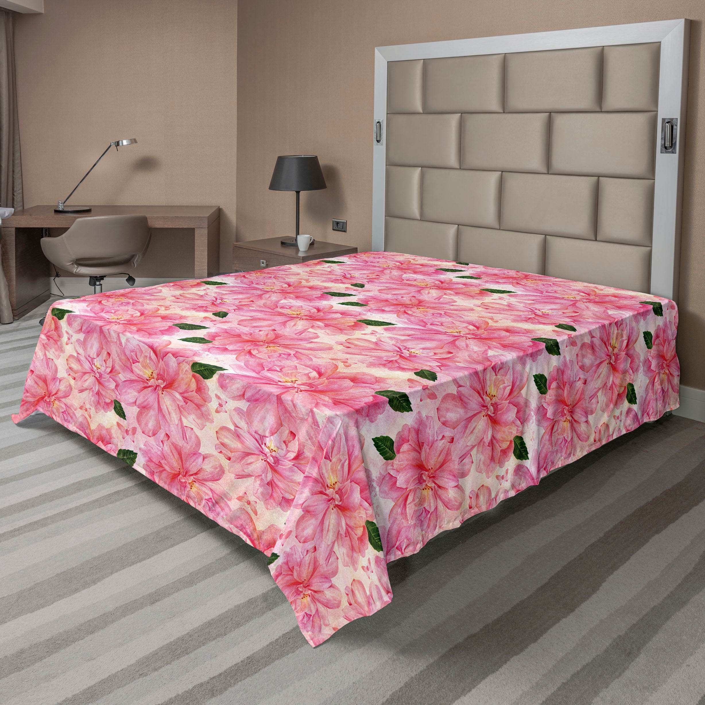 Ambesonne Rose Pattern Flat Bedding Sheet Soft Top Sheet, Print of Boho ...