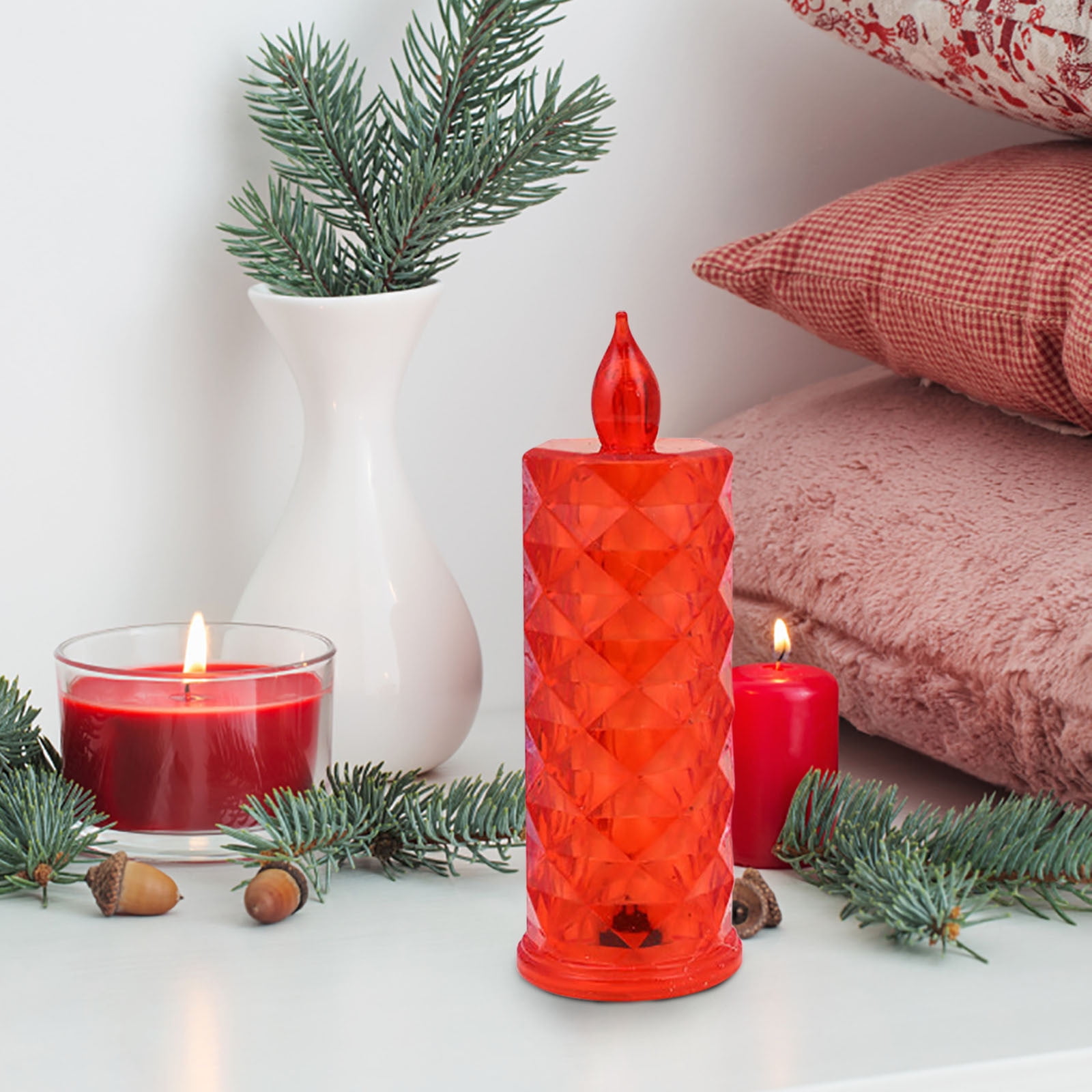 Rose Pattern LED Flameless Candle with Refraction Projection,Romantic ...