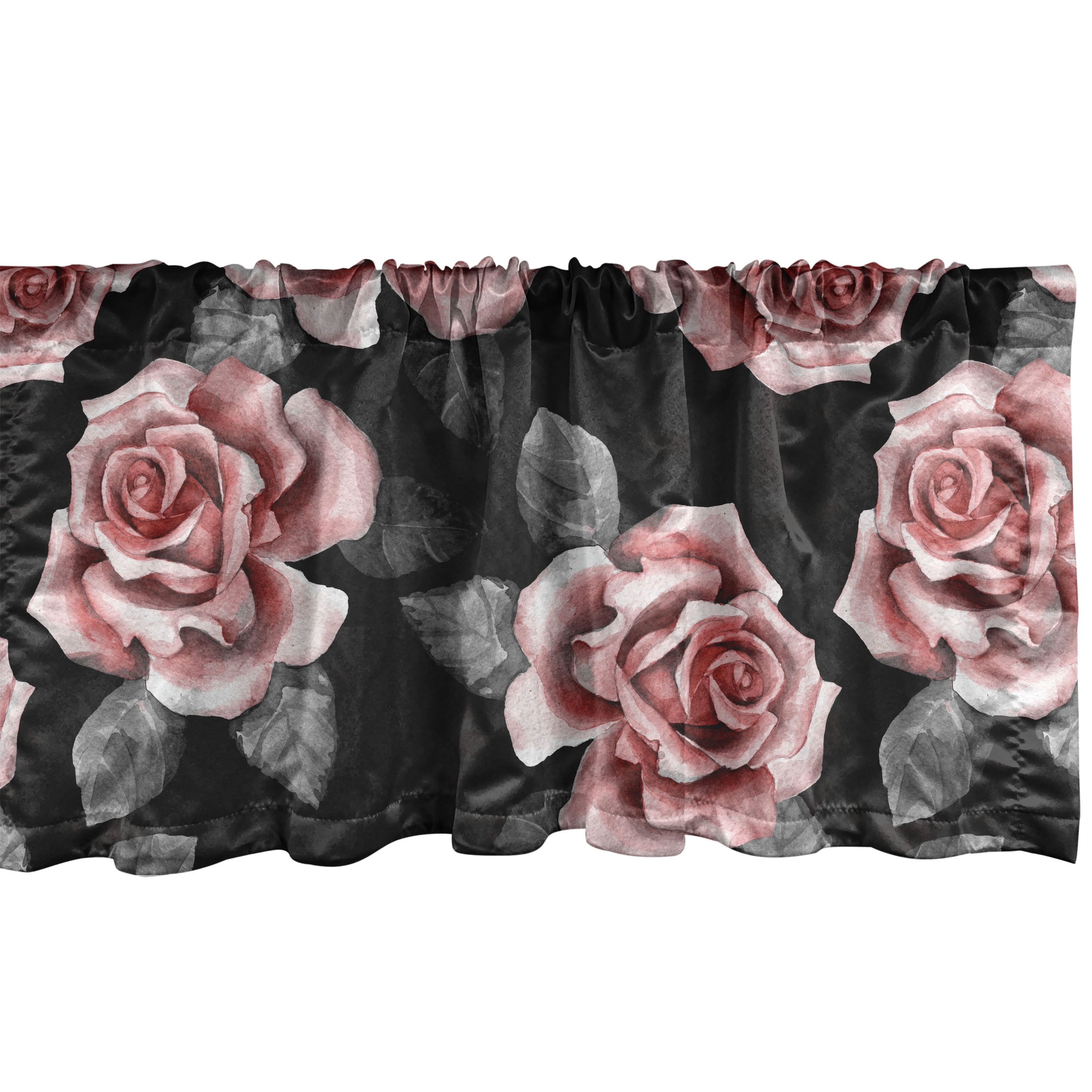 Rose Pattern Window Valance, Dark Jungle Vintage Design Flowers Boho ...