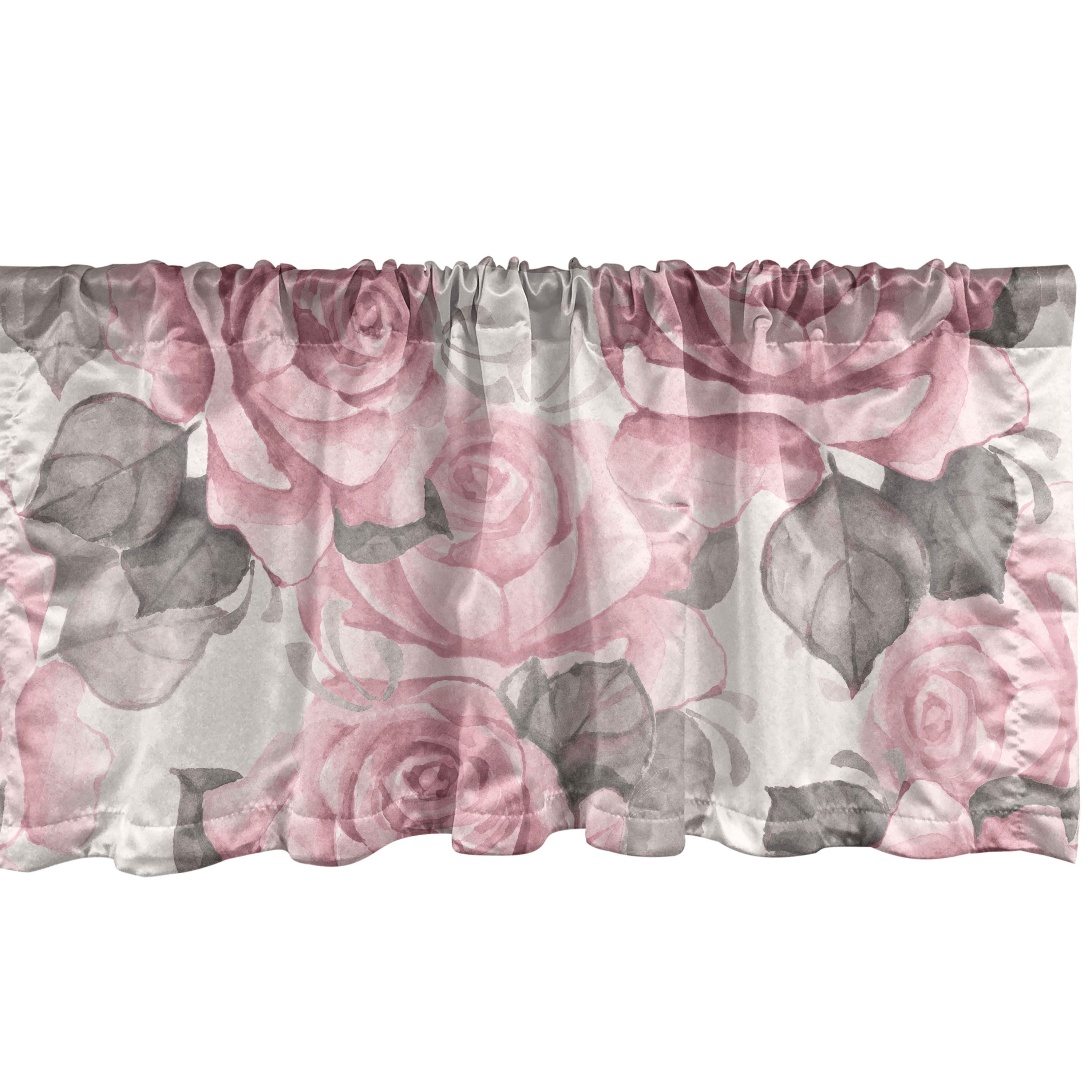 Rose Pattern Window Valance, Pastel Colors Aquarelle Flowers Boho ...