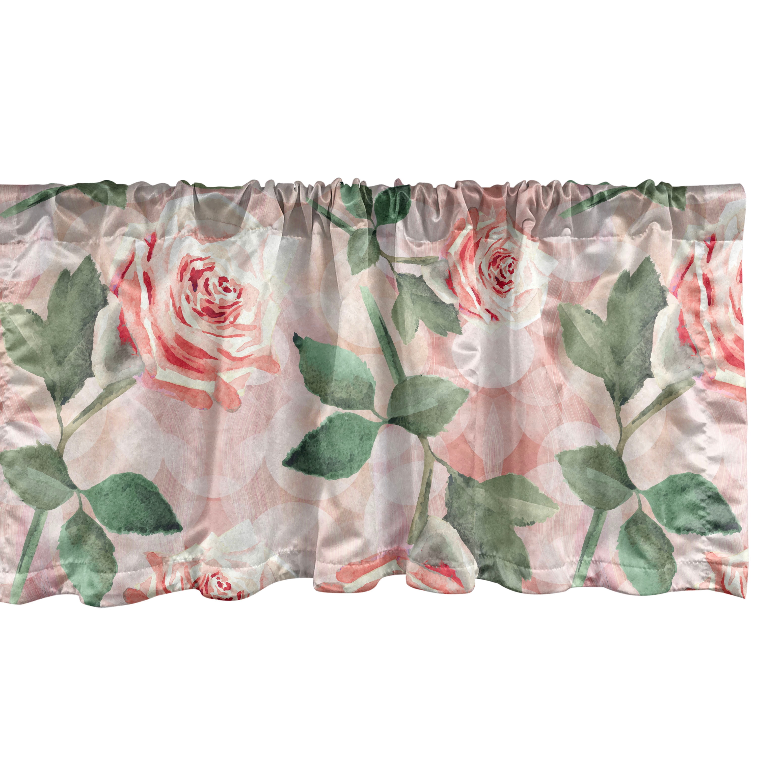 Rose Pattern Window Valance, Vintage Feelings Flowers Boho Pattern with ...