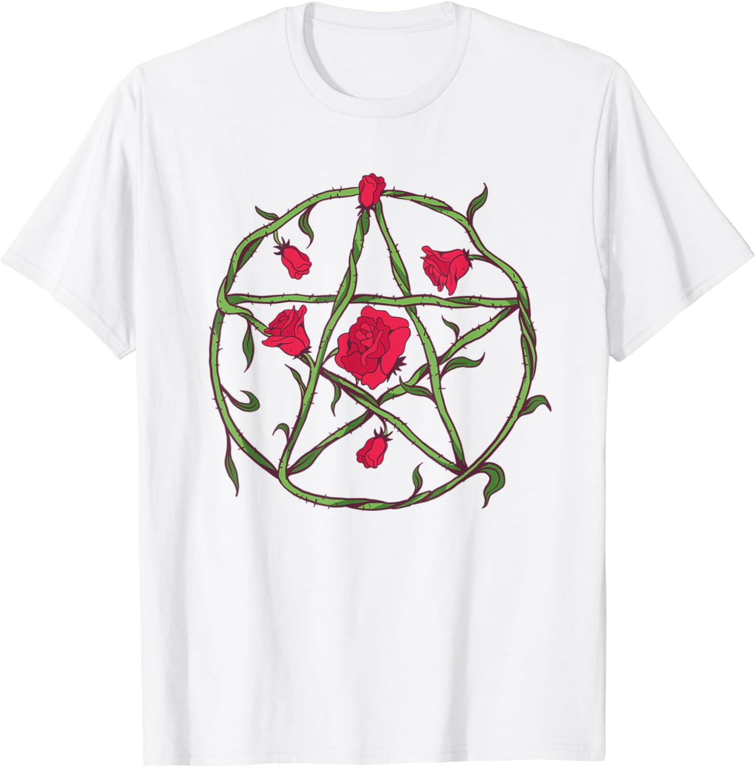 Rose Pentagram Floral Flowers Ritual Nature Plants T-Shirt - Walmart.com