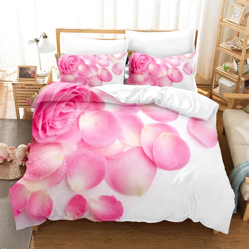 Rose Petal Bedding Set Plant Flowers Duvet Cover Boys Quilt Cover Girls ...