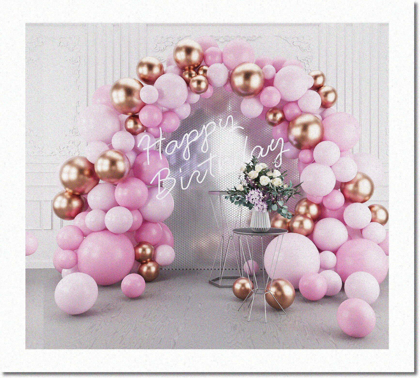 Rose Petal Celebration Kit - 143Pcs Baby Pink Balloon Arch Garland for ...