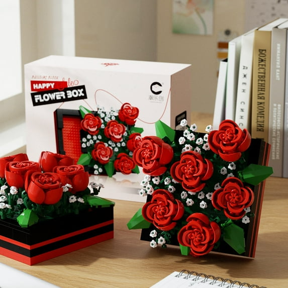 Rose Photo Frame Building Blocks Set, Realistic Colored Plant Models ...