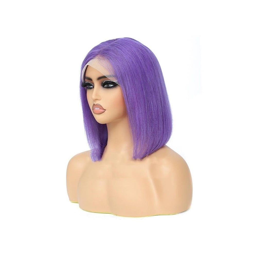 Rose Pink Short Colored Bob Human Hair Wigs 13X4 Transparent Lace Pre ...