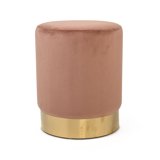 Rose Pink Velvet Stool - Modern Glam Cylindrical - Walmart.com