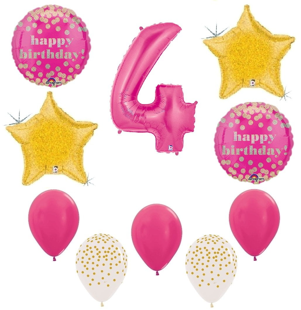 Rose Pink and Gold Polka Dots Confetti Dot Girl's Girl Number #4 4th ...