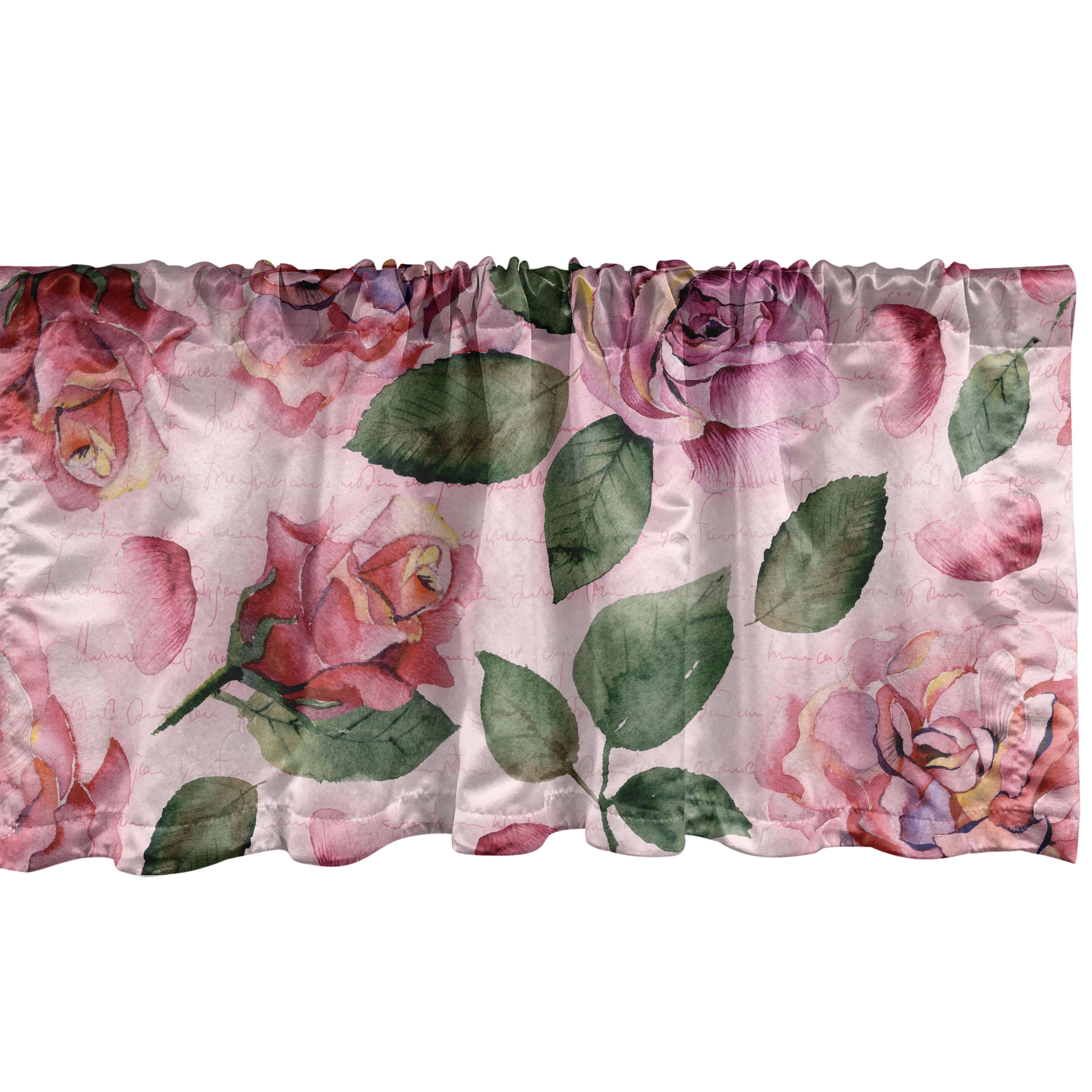 Rose Print Window Valance, Romantic Vintage Aura Blooming Flowers Boho ...