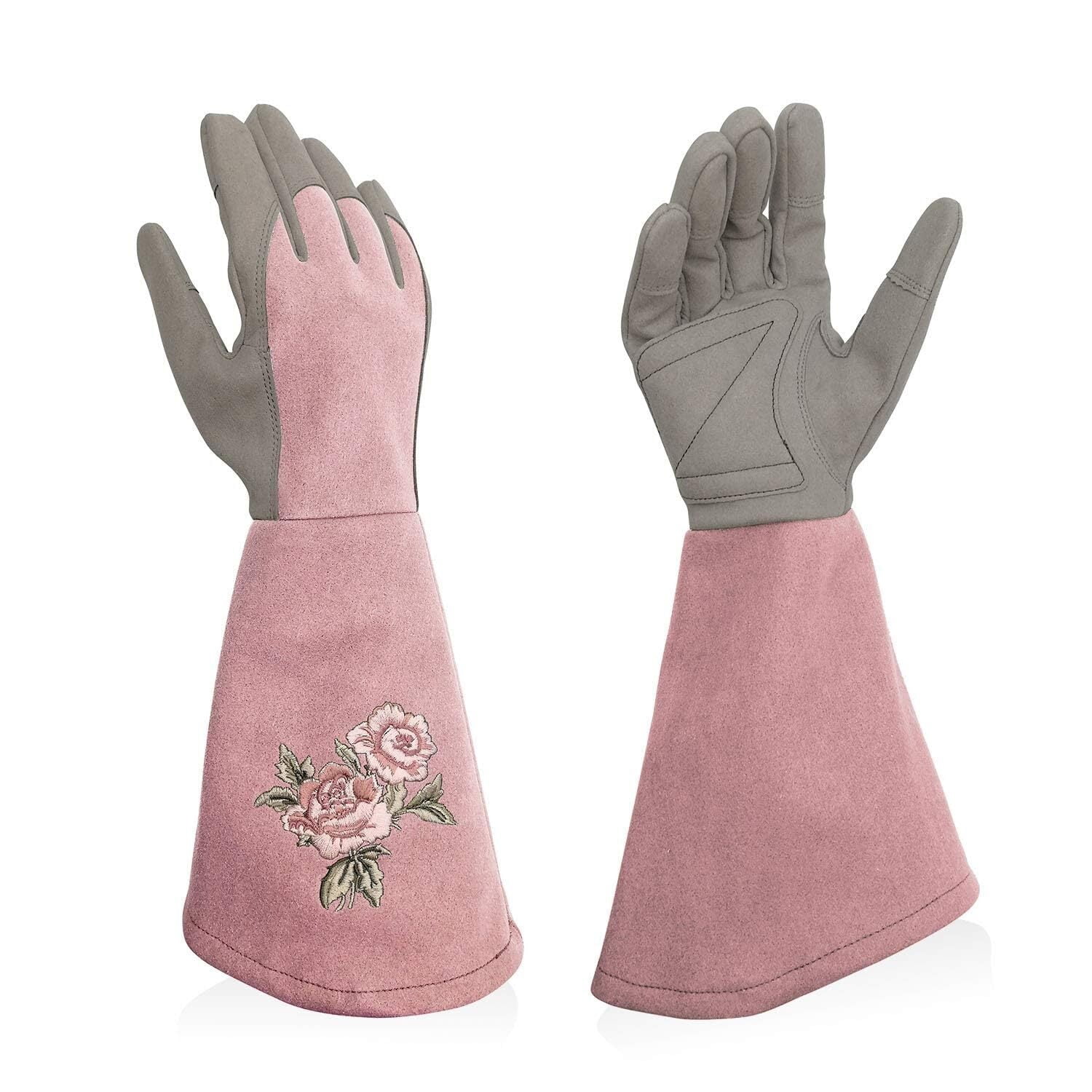 Rose Pruning Gloves Thorn Proof, Embroidery Leather Gardening Gloves with Extra Long Forearm ...