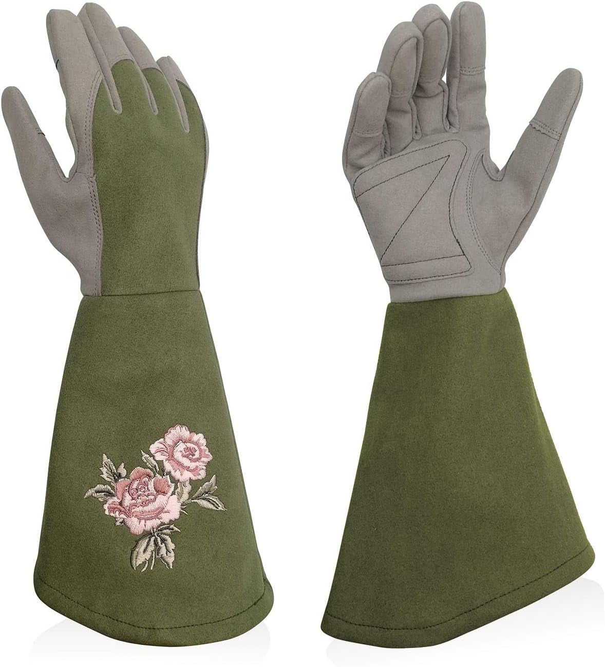 Rose Pruning Gloves Thorn Proof, Embroidery Leather Gardening Gloves with Extra Long Forearm ...