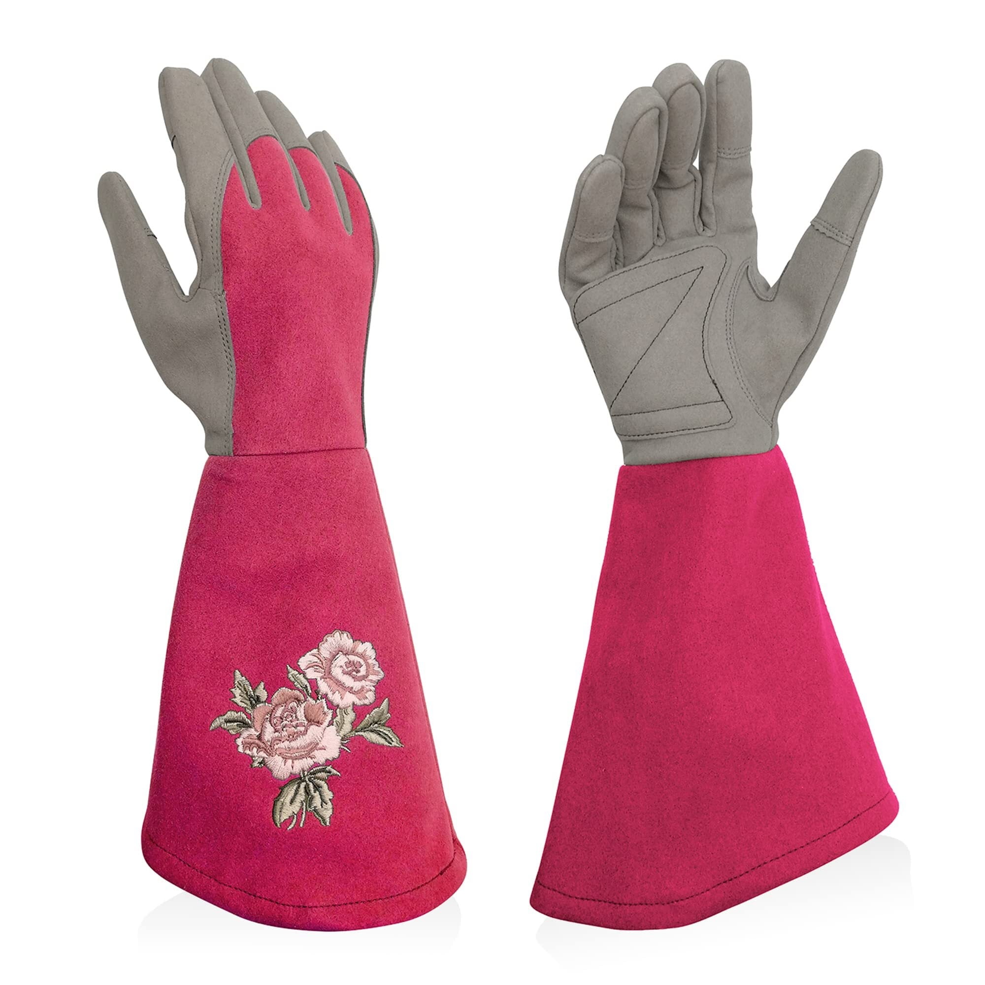 Rose Pruning Gloves Thorn Proof, Embroidery Leather Gardening Gloves with Extra Long Forearm ...